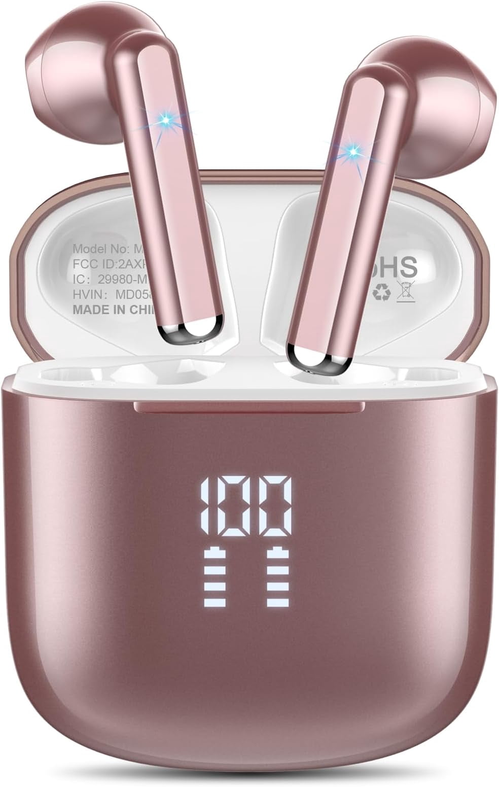 Earbuds, 5.3 Headphones with 4-Mics Clear Call and ENC Noise Cancelling ...