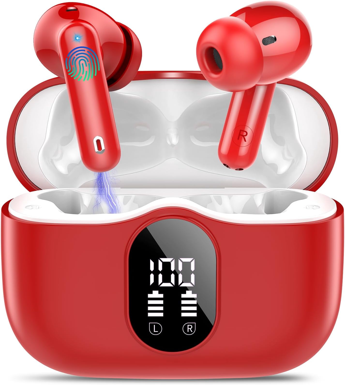 Earbuds, 5.4 Headphones Bass Stereo, Ear Buds with Noise Cancelling Mic ...