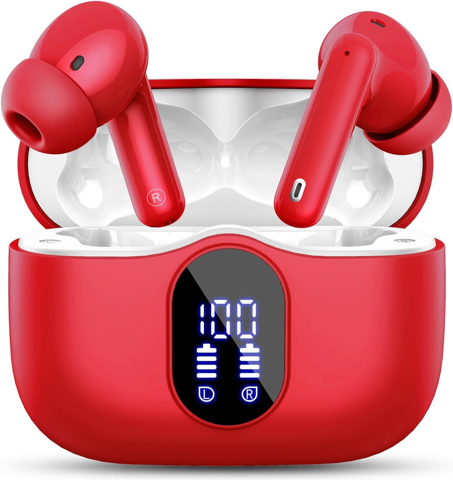 Earbuds, 5.4 Headphones Bass Stereo, Ear Buds with Noise Cancelling Mic ...
