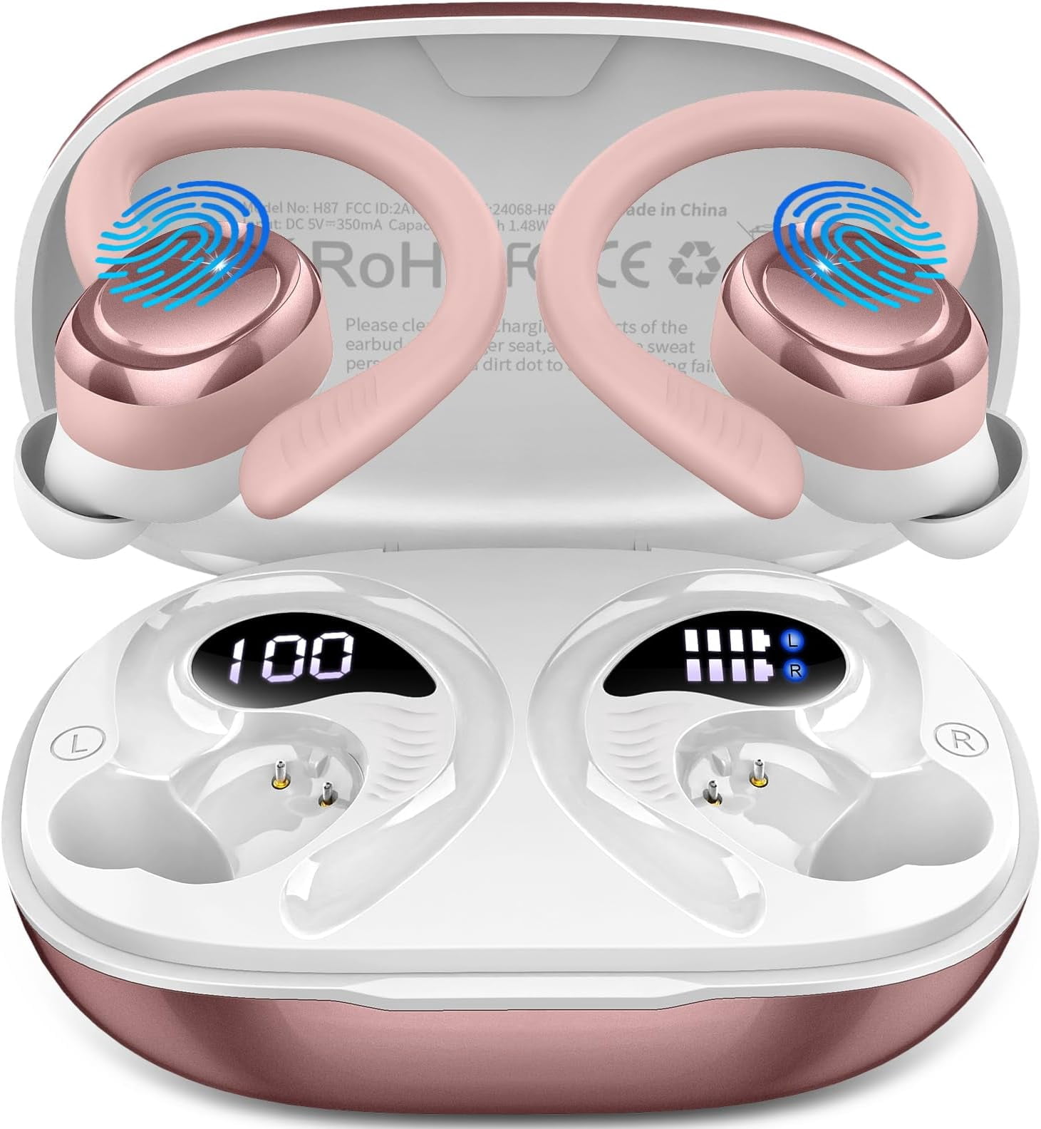 Earbuds , 5.4 Headphones with Earhooks, 50H Stereo Deep Bass Over Ear ...
