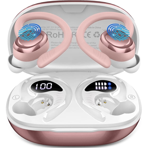 Earbuds , 5.4 Headphones with Earhooks, 50H Stereo Deep Bass Over Ear ...