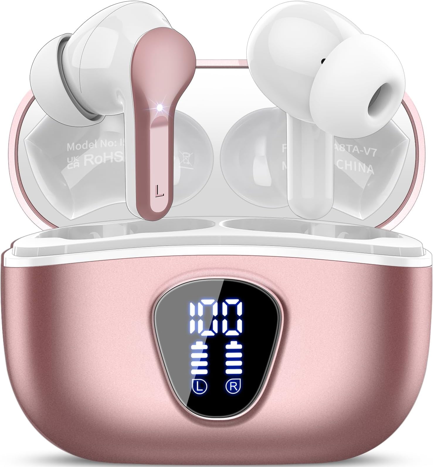 Earbuds, 5.4 Headphones HiFi Stereo, Earbuds with ENC Noise Cancelling ...