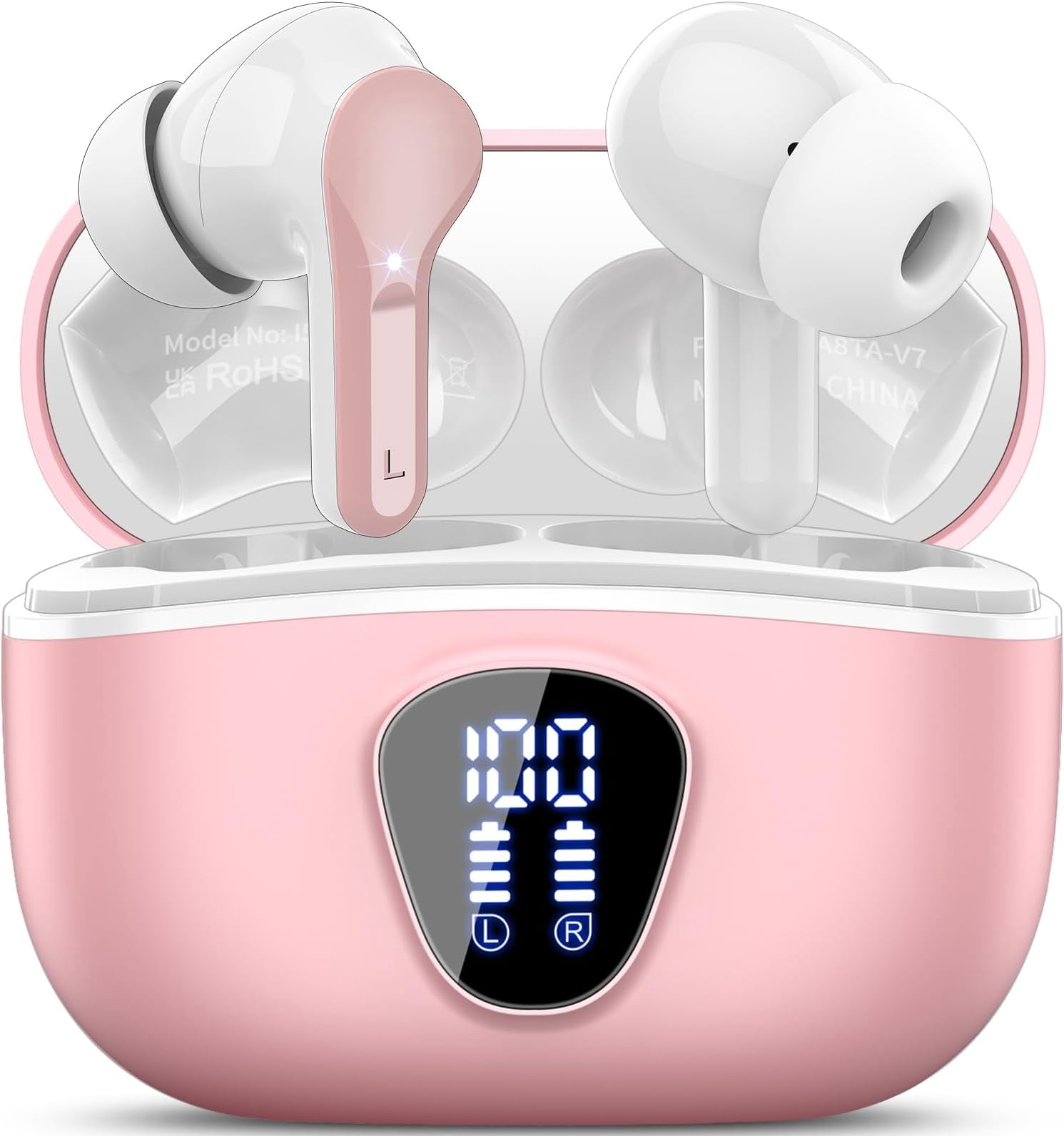 Earbuds, 5.4 Headphones HiFi Stereo, Earbuds with ENC Noise Cancelling ...