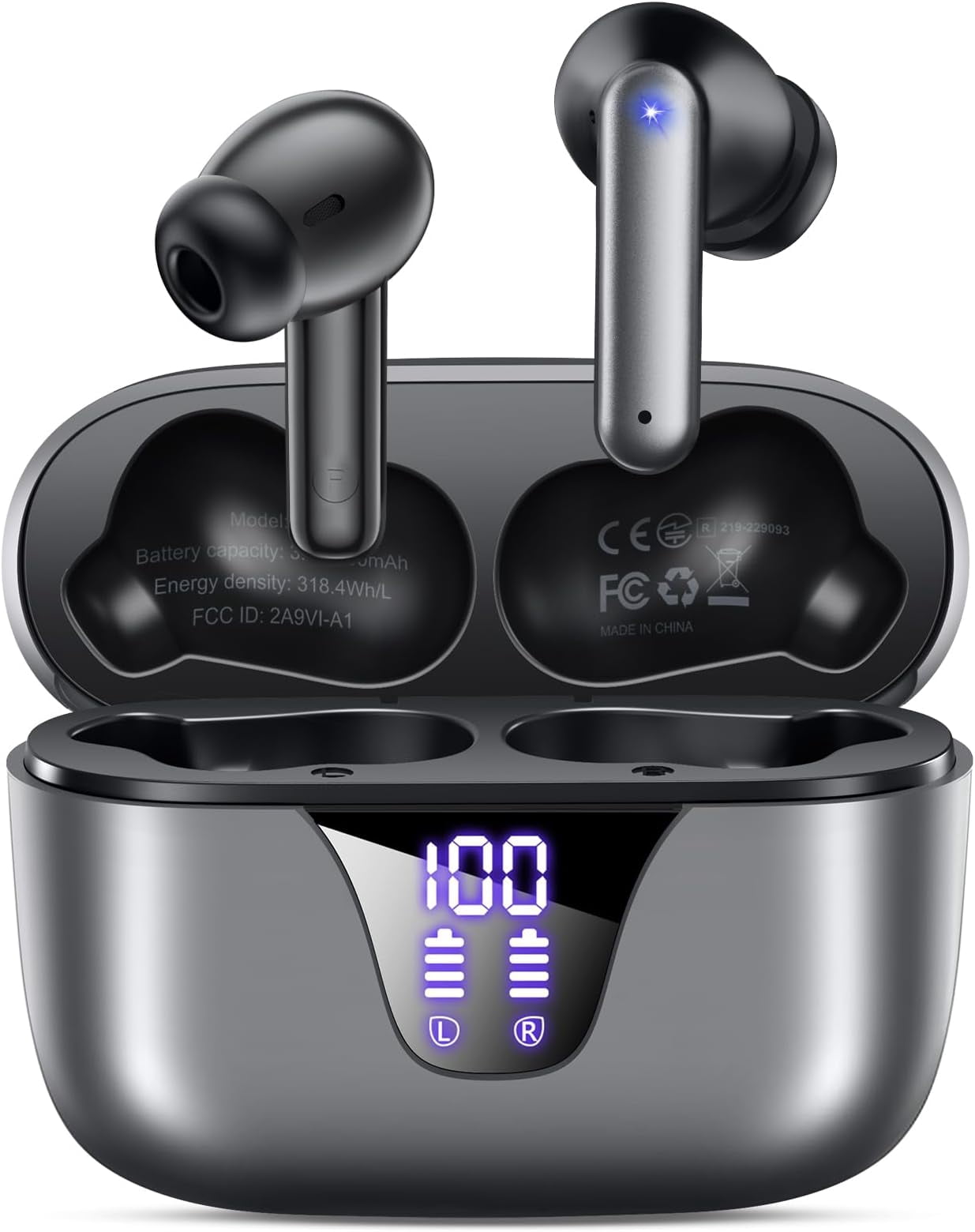 Earbuds Headphones, 50H Playtime Ear Buds with Mic, Digital Display ...