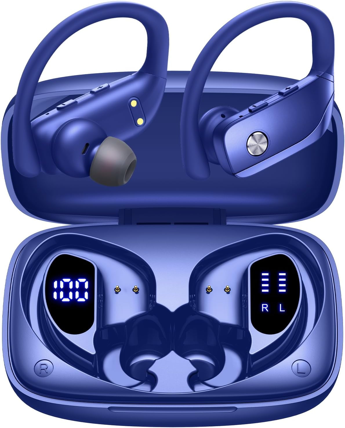 Earbuds Headphones Over Ear Hooks Ear Buds with 80H Playtime, Power ...