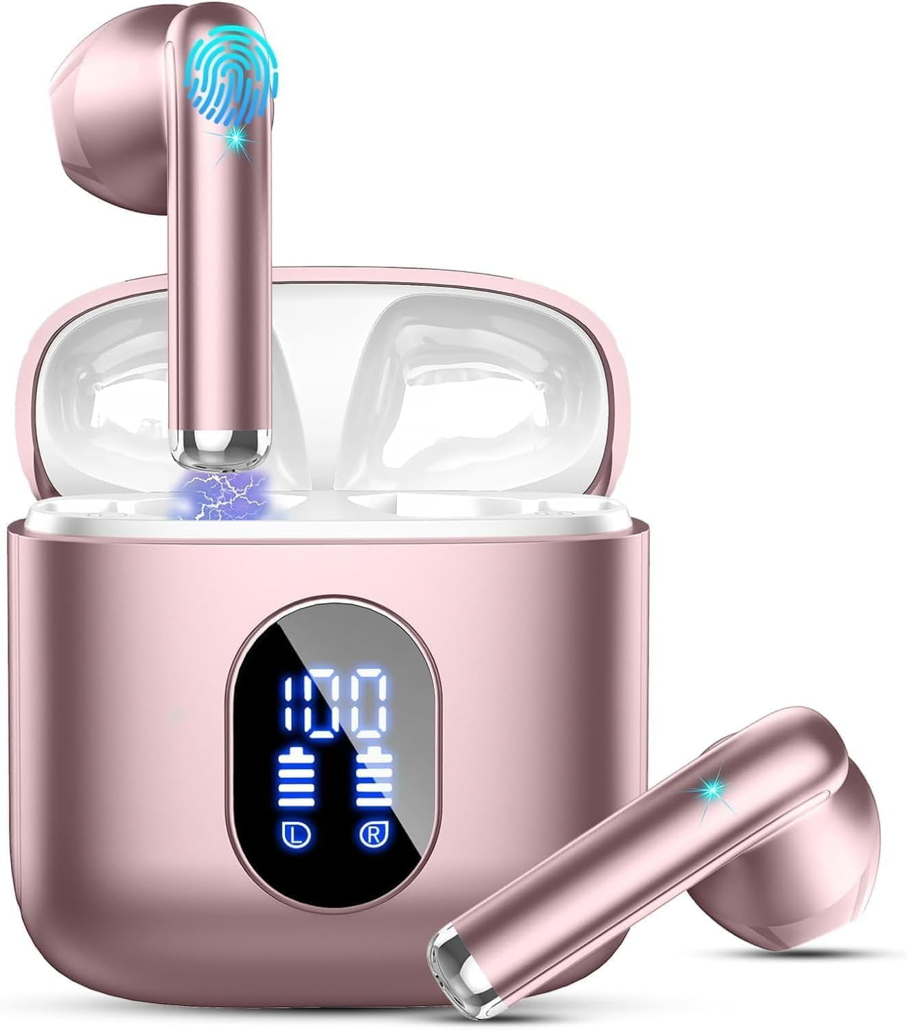 Earbuds, Headphones V5.4 Stereo Bass Ear Buds with ENC Noise Cancelling ...