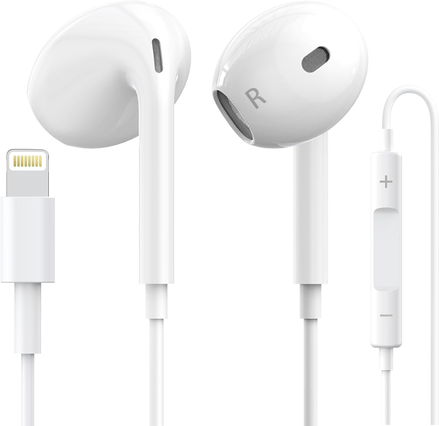 Earbuds with Lightning Connector [Apple MFi Certified] Headphones Built ...