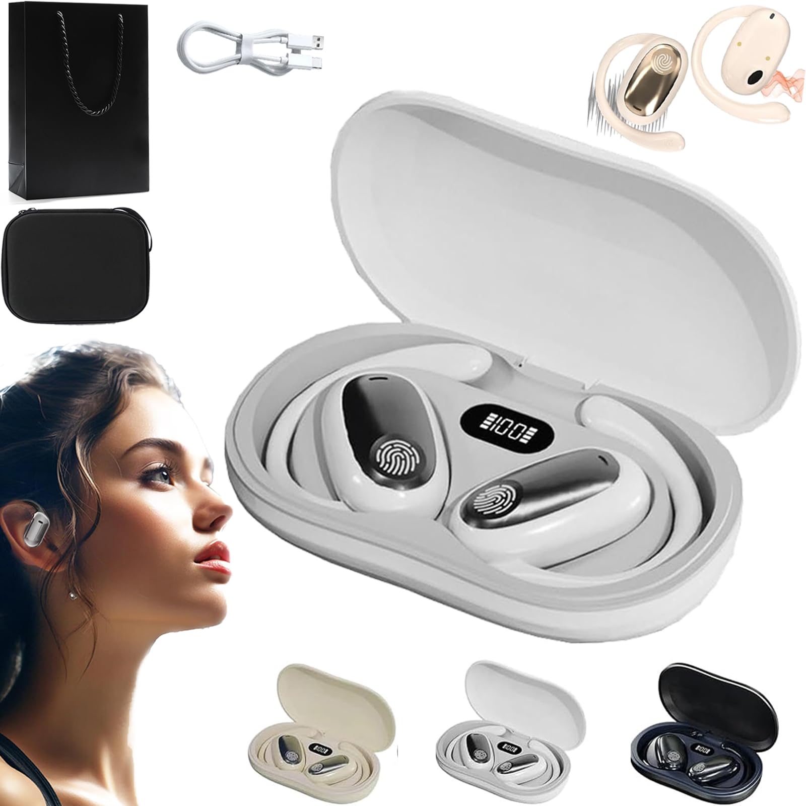Earbuds, Earbuds, True Powerful Bluetooth 5.4 Open Ear Earbuds, Ipx5 ...