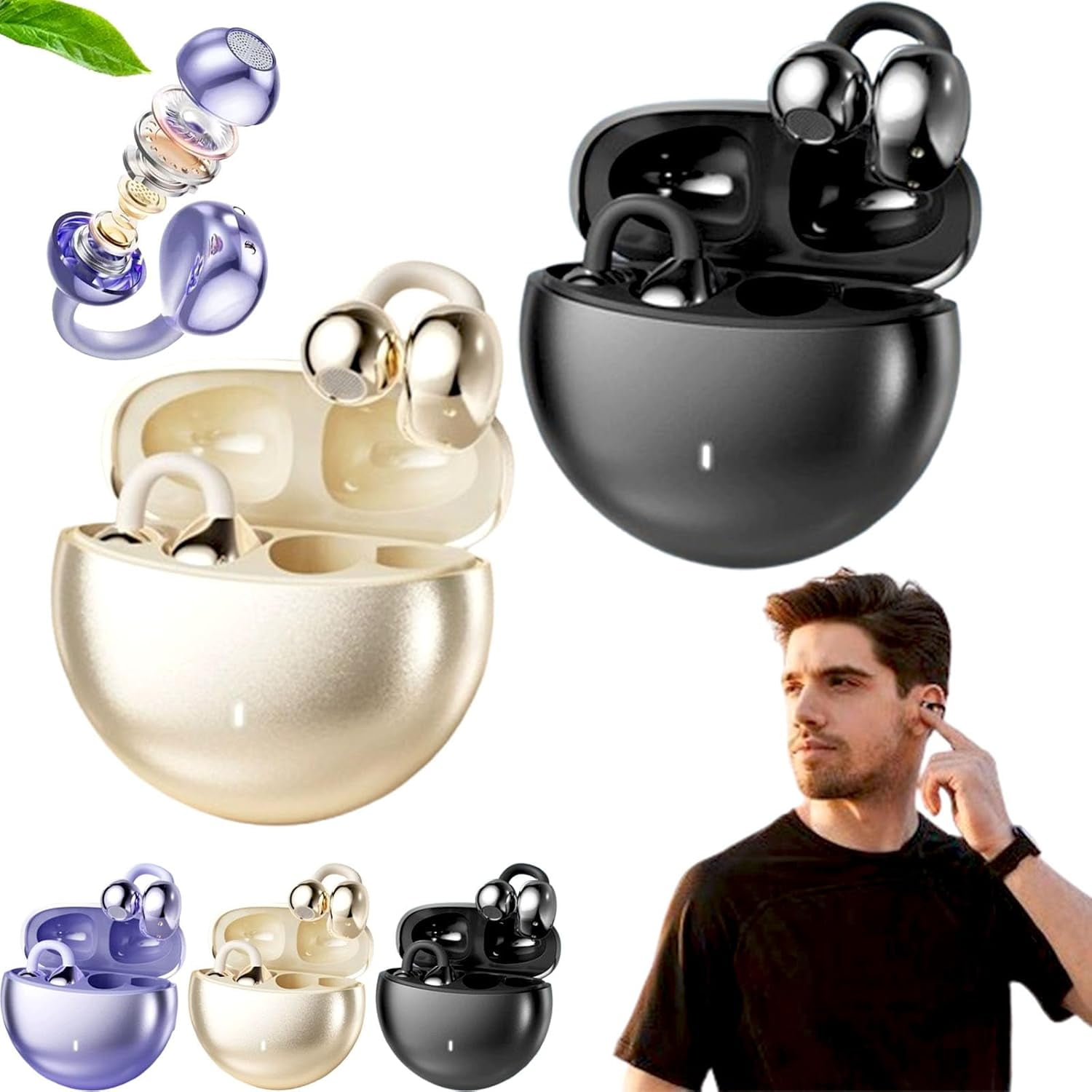 Earclip Earbuds Wireless Bluetooth, Ai Translation Bluetooth Open Ear ...