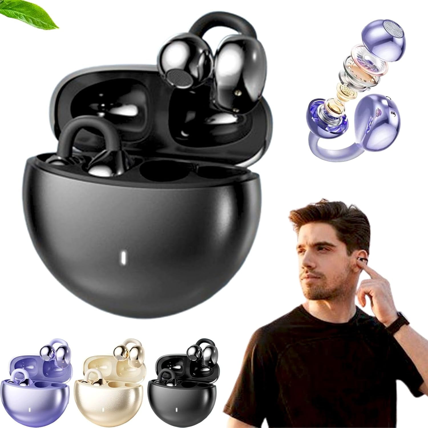 Earclip Earbuds Wireless Bluetooth, Ai Translation Bluetooth Open Ear ...