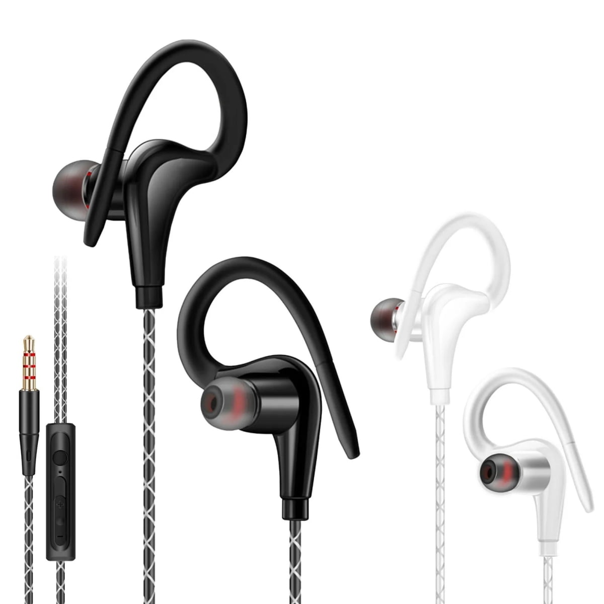 Earhook Corded Earbuds Headphones 3.5mm Plug Wire Volume/Mic For ...