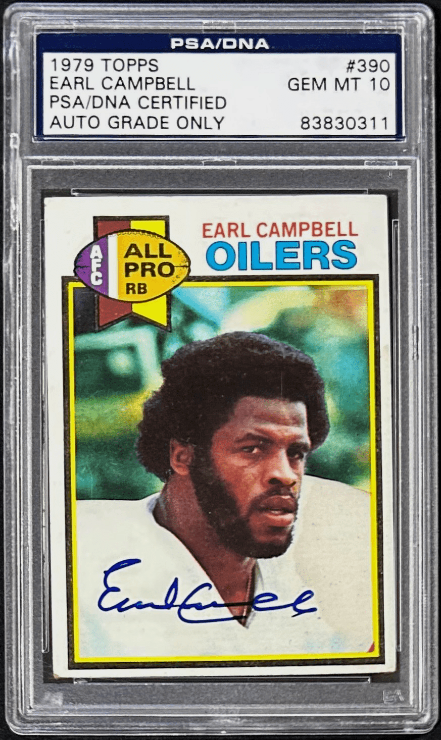 Earl Campbell Signed 1979 Topps Rookie Card #390 PSA/DNA 83830311 ...