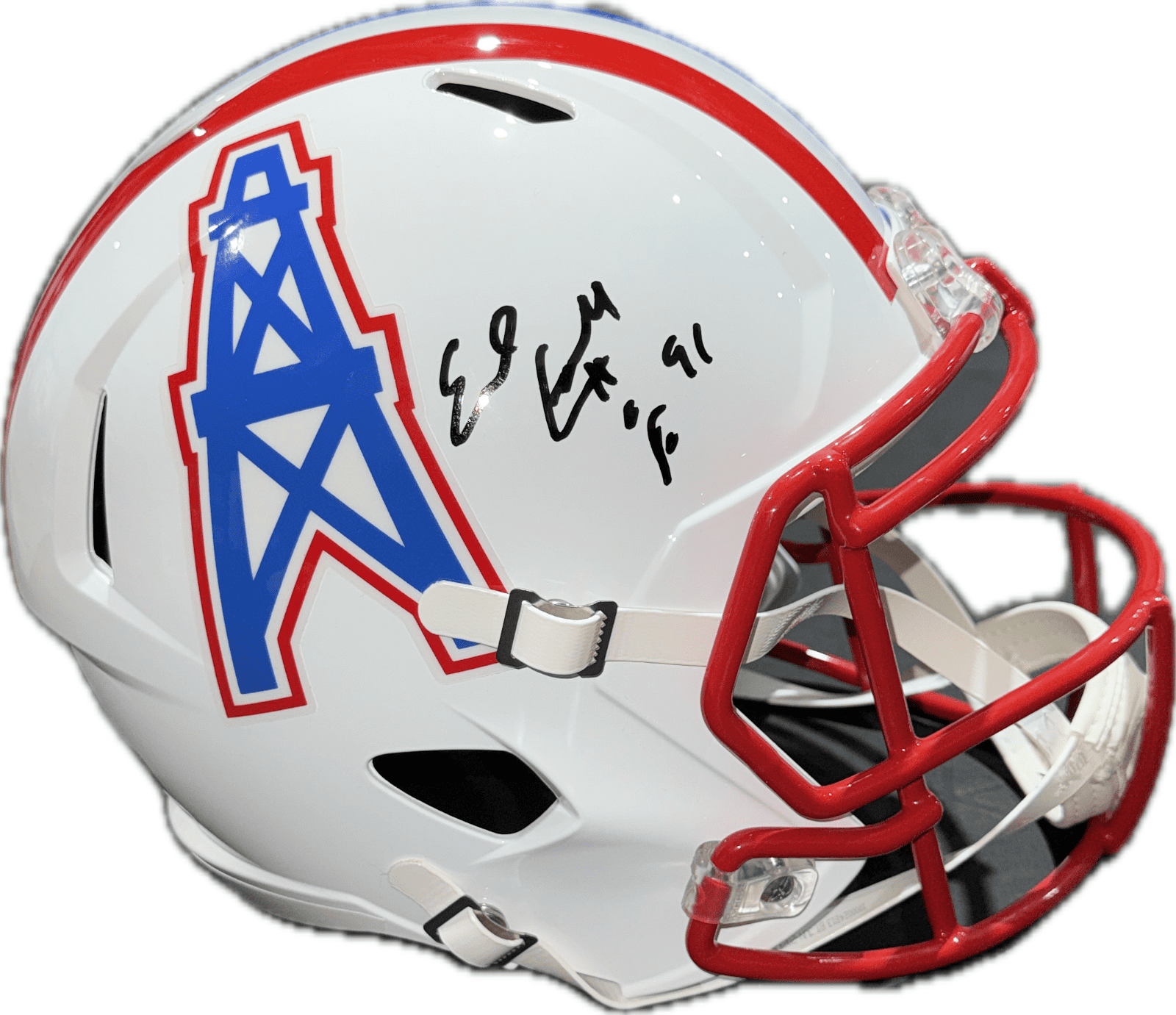 Earl Campbell Signed Oilers Full Size Speed Helmet JSA HOF 91 Red Face ...