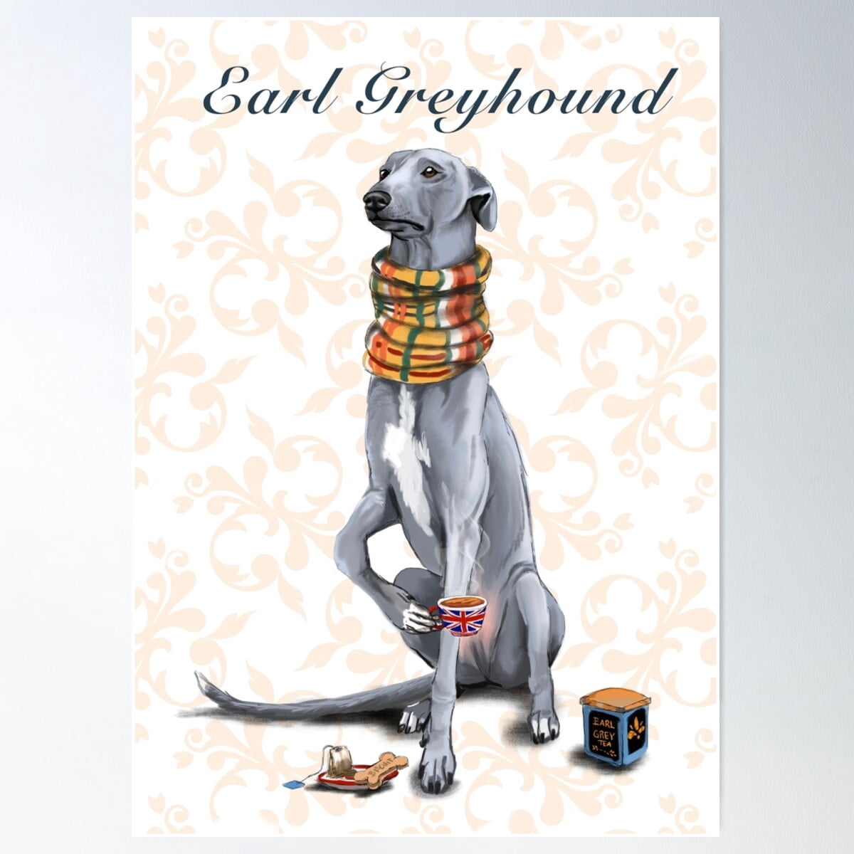 Earl Greyhound Poster Wall Art, Modern Wall Decor For Living Room ...