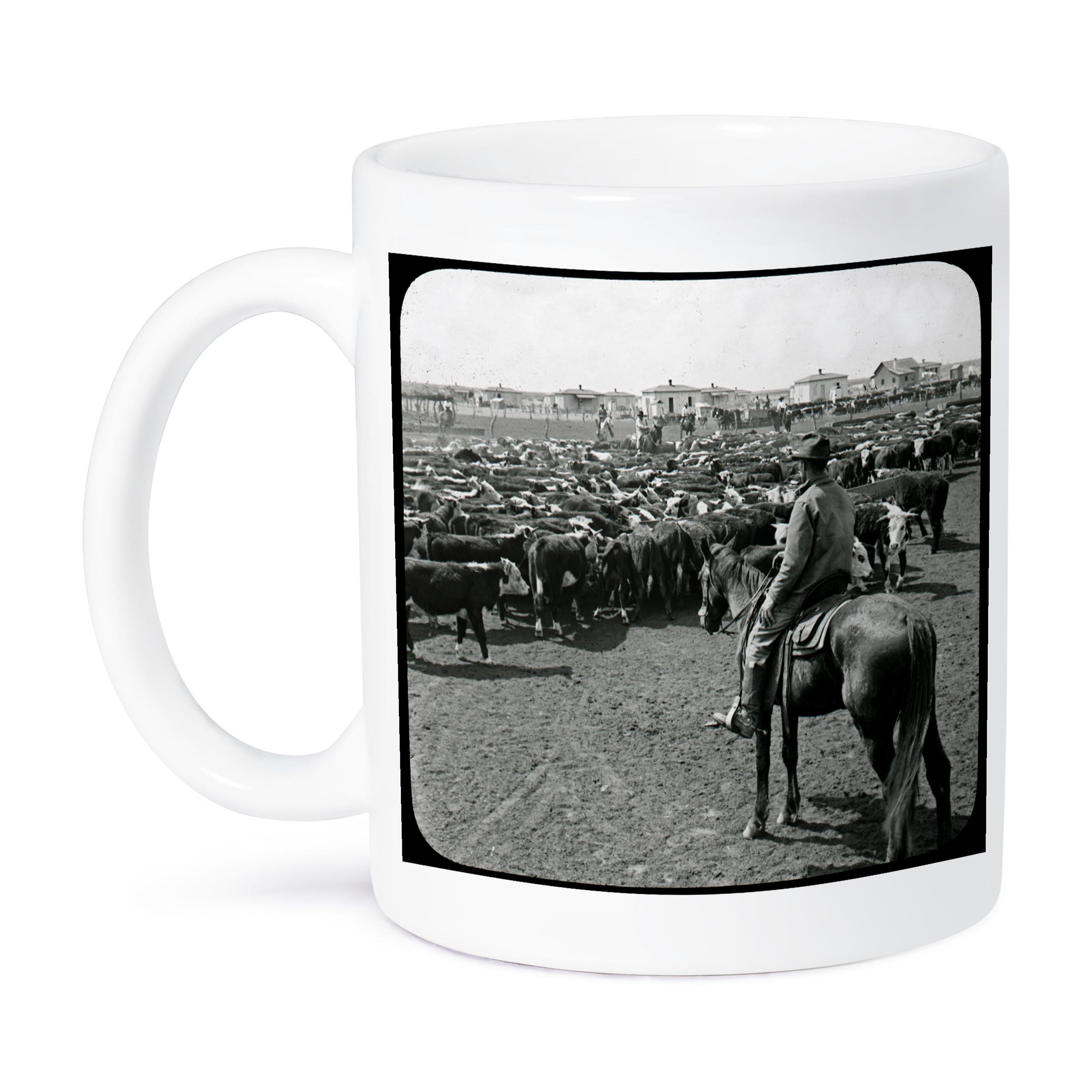 Early 1900S Under A Big Blue Texas Sky Grayscale With Border, 15oz Mug ...