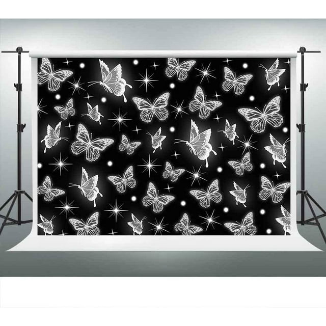 Early 2000s Backdrop, Black Glitter Butterfly, Old School 2000's Party ...