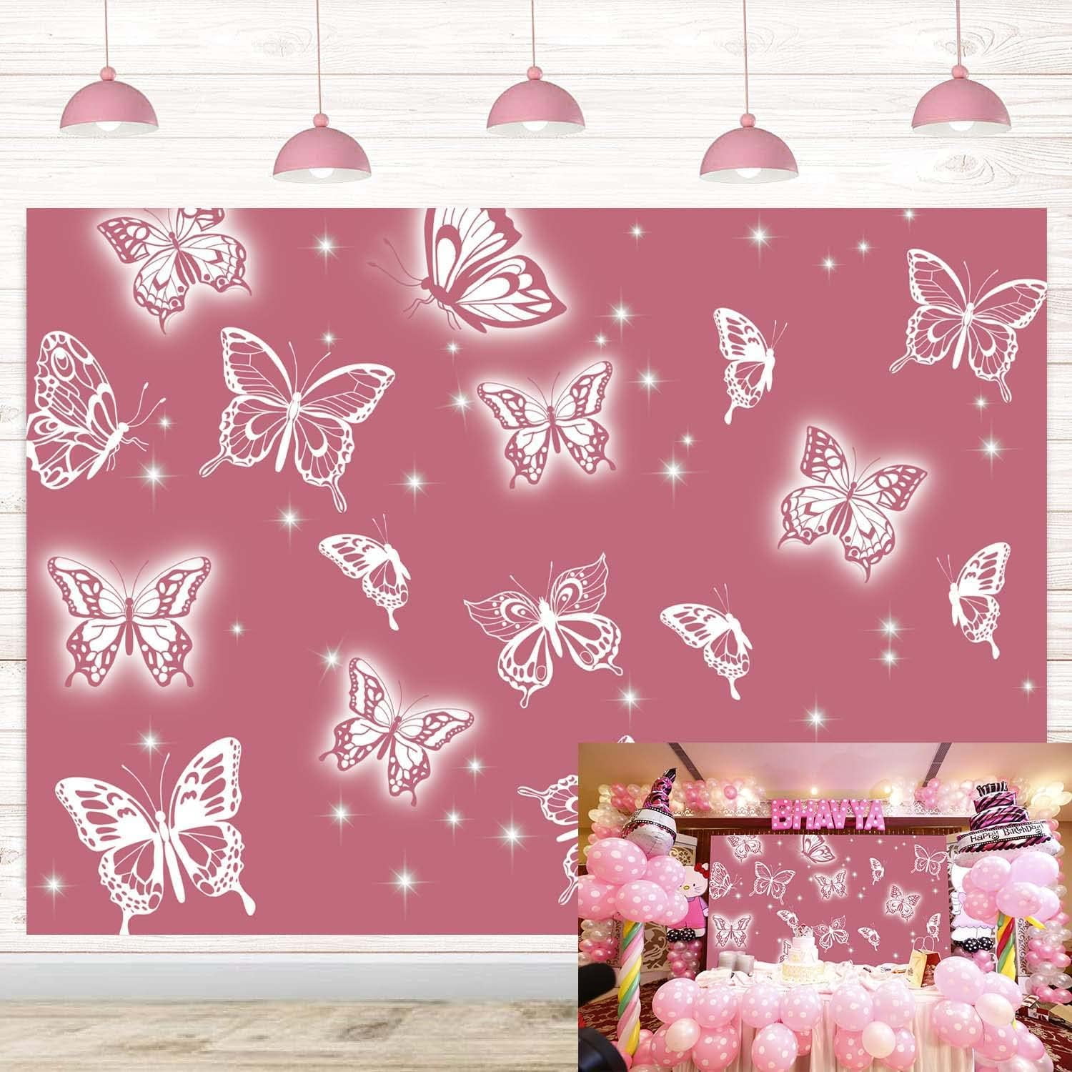 Early 2000s Backdrop Y2K Pink Butterfly Party Backdrop Old School ...