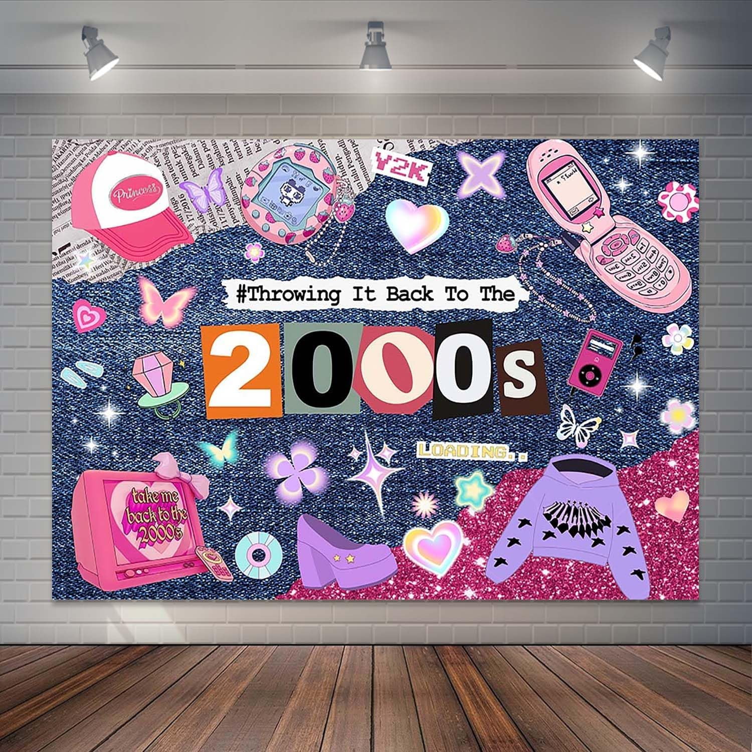 Early 2000s Backdrop Y2k Theme Diamond Denim Photography Background for ...