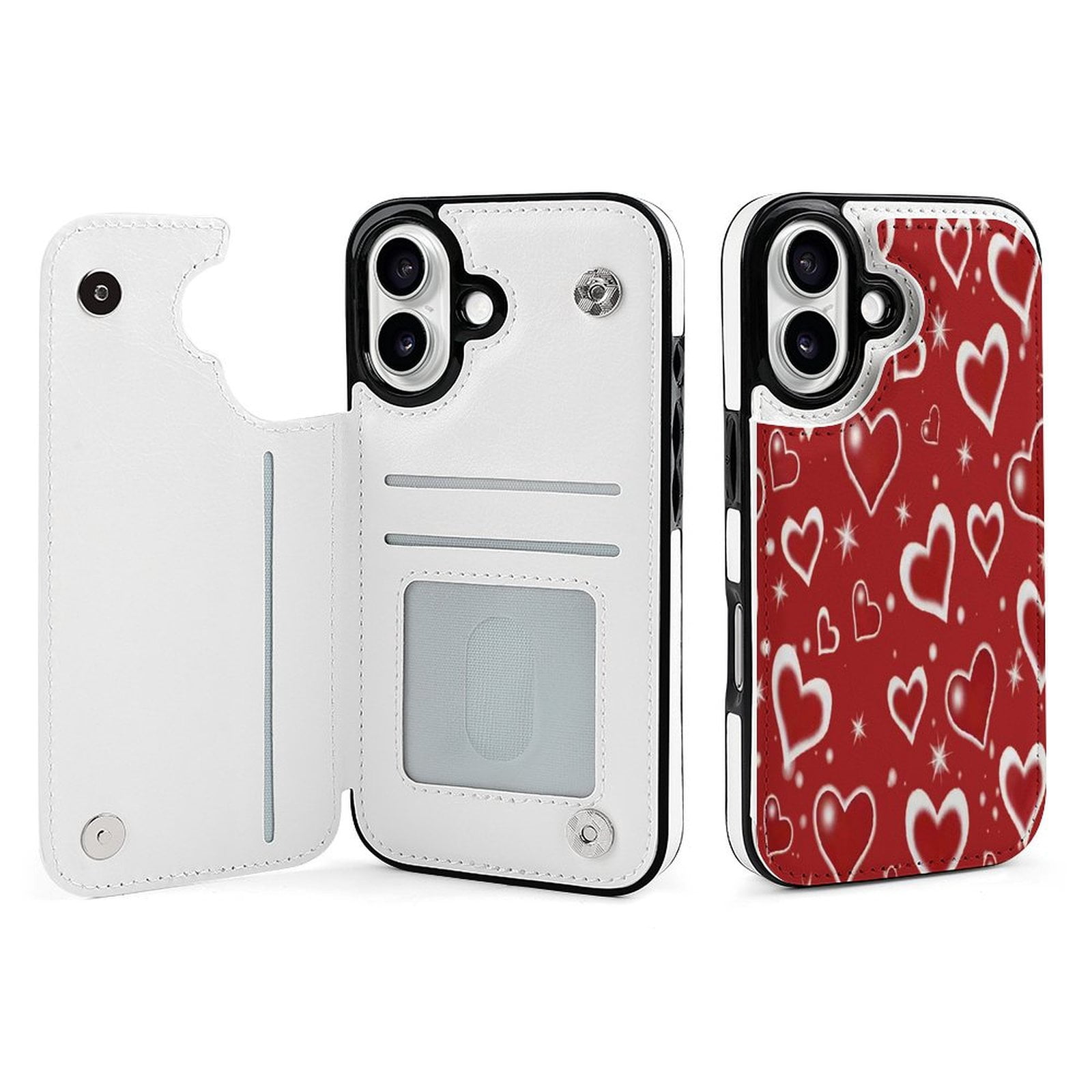 Early 2000s Hearts Leather Wallet Case for iPhone 16 Pro Max 16E 16SE4 ...