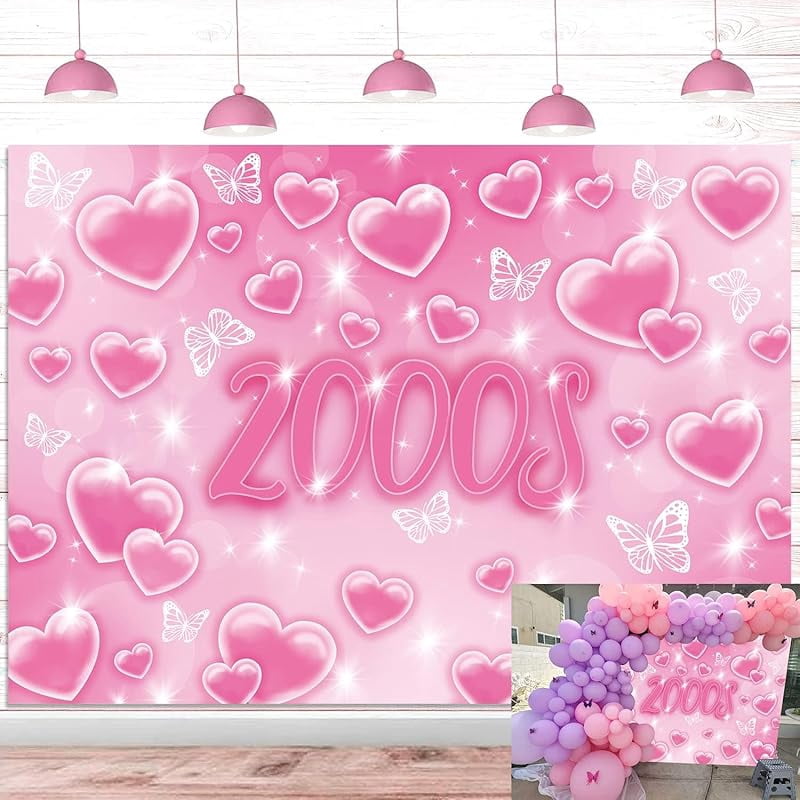 Early 2000s Photo Backdrop Y2k Black Glitter Heart Backdrop Early ...