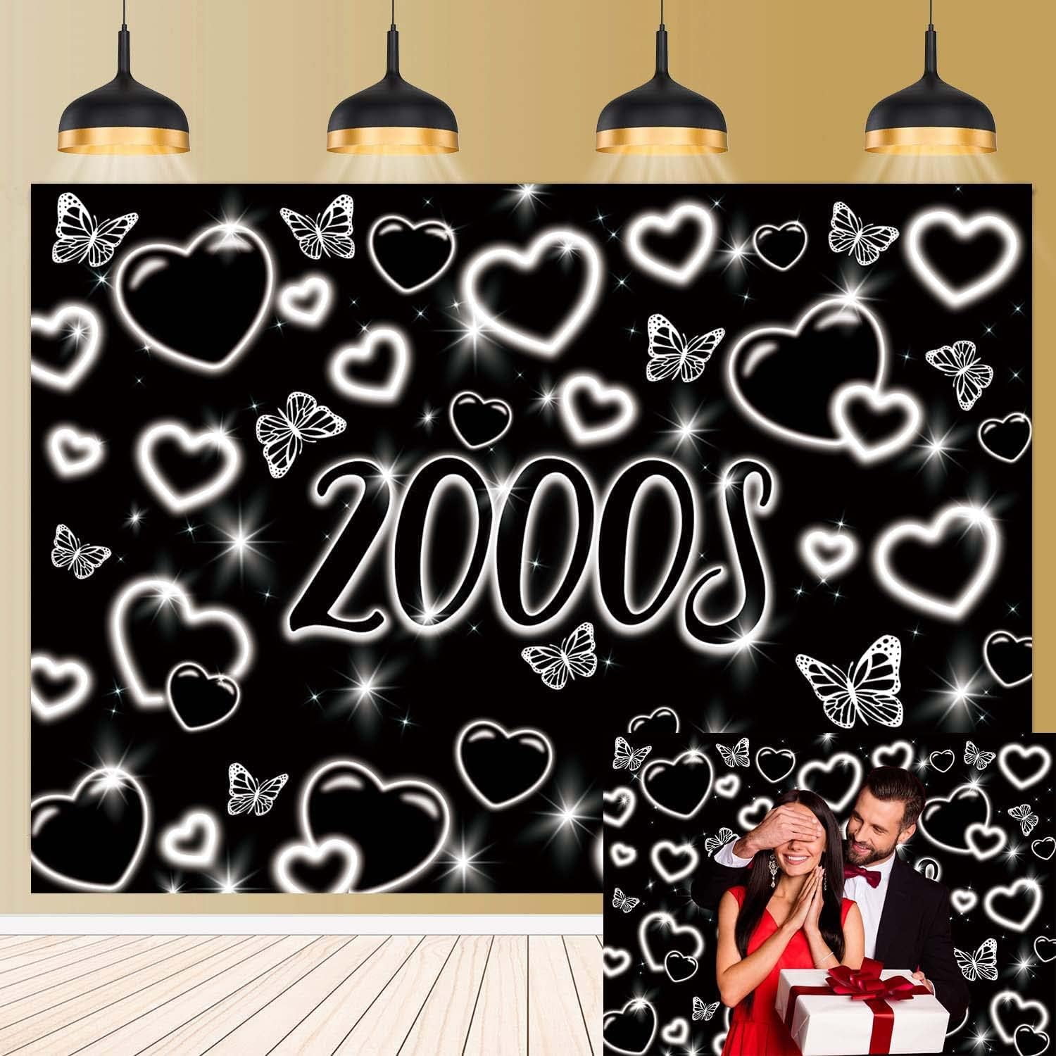 Early 2000s Photo Backdrop Y2k Black Heart Backdrop Early Fashion Party ...