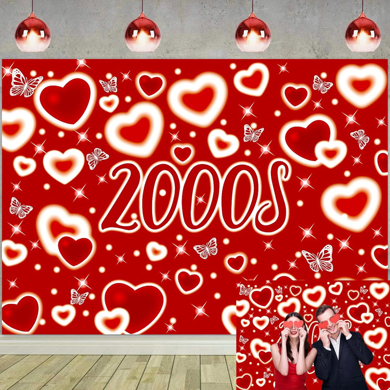 Early 2000s Photo Backdrop Y2k Red Heart Backdrop Early Fashion Party ...