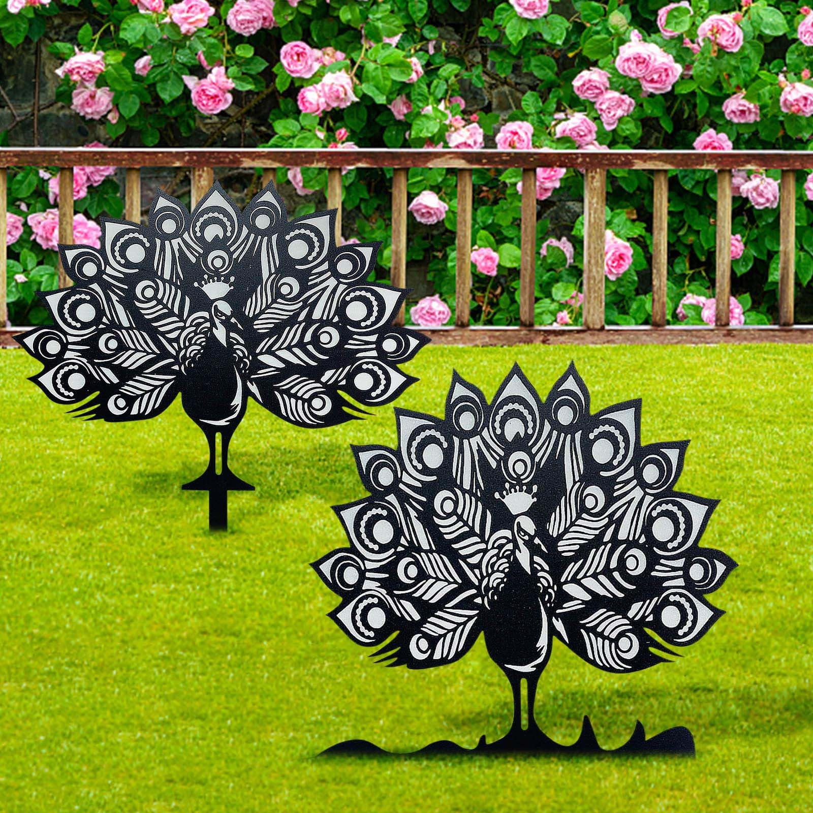 Early Access Deals Garden Decor Garden Decor for Outside Iron And Metal Peacock Ground Plug-in ...