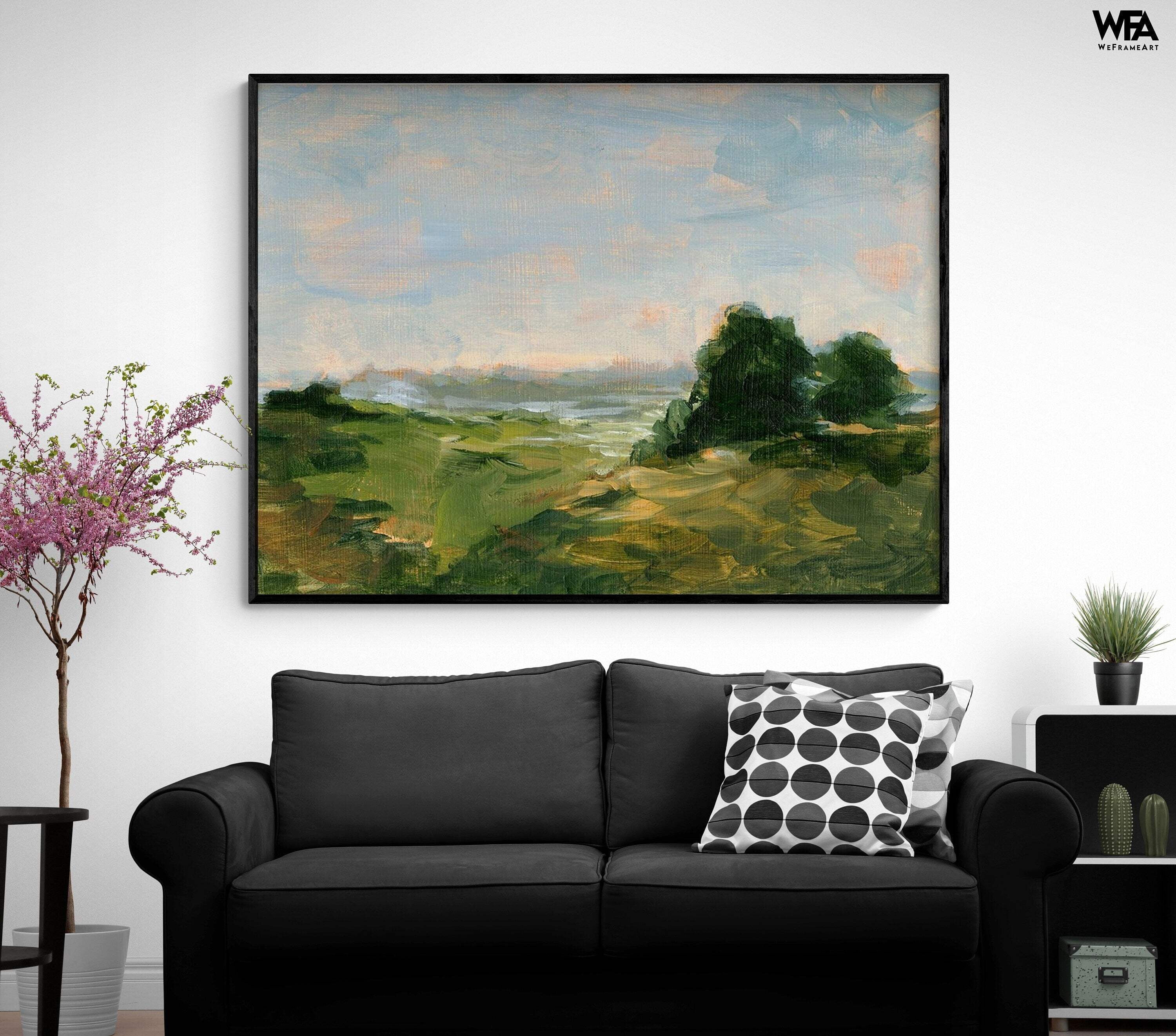 Early Autumn II by Ethan Harper, Green Landscape Painting, Tree Wall ...