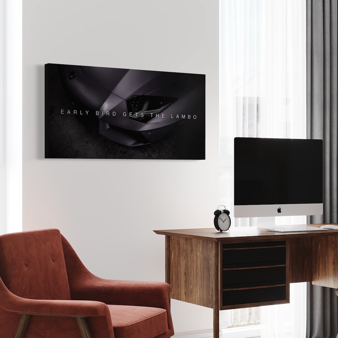 Early Bird Gets Lambo Canvas Wall Art, Motivational Lamborghini Poster ...