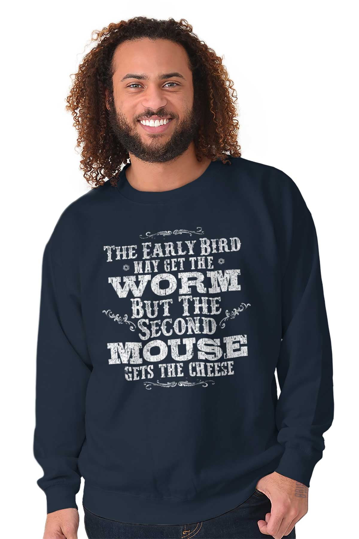 Early Bird Gets Worm Mouse Cheese Sweatshirt for Men or Women Brisco ...