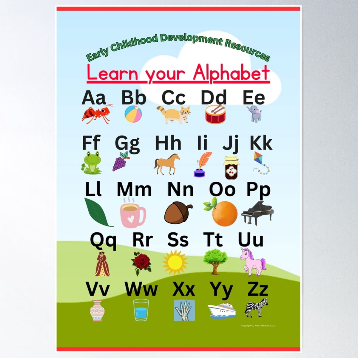 Early Childhood Development Alphabet Poster/Chart Poster Wall Art ...