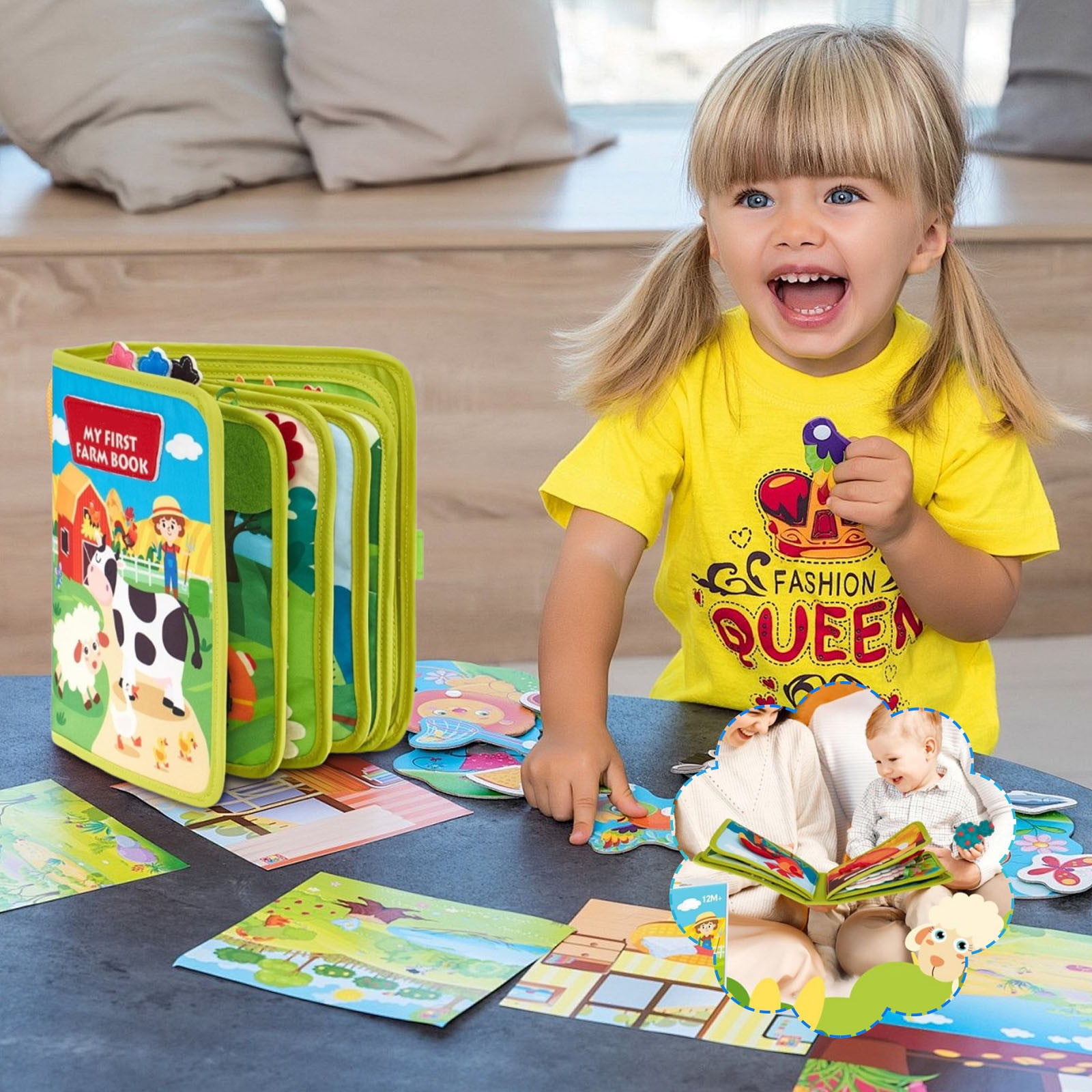 Early Education Learning Board,Farm Animals Storybook Busy Board,Wooden ...