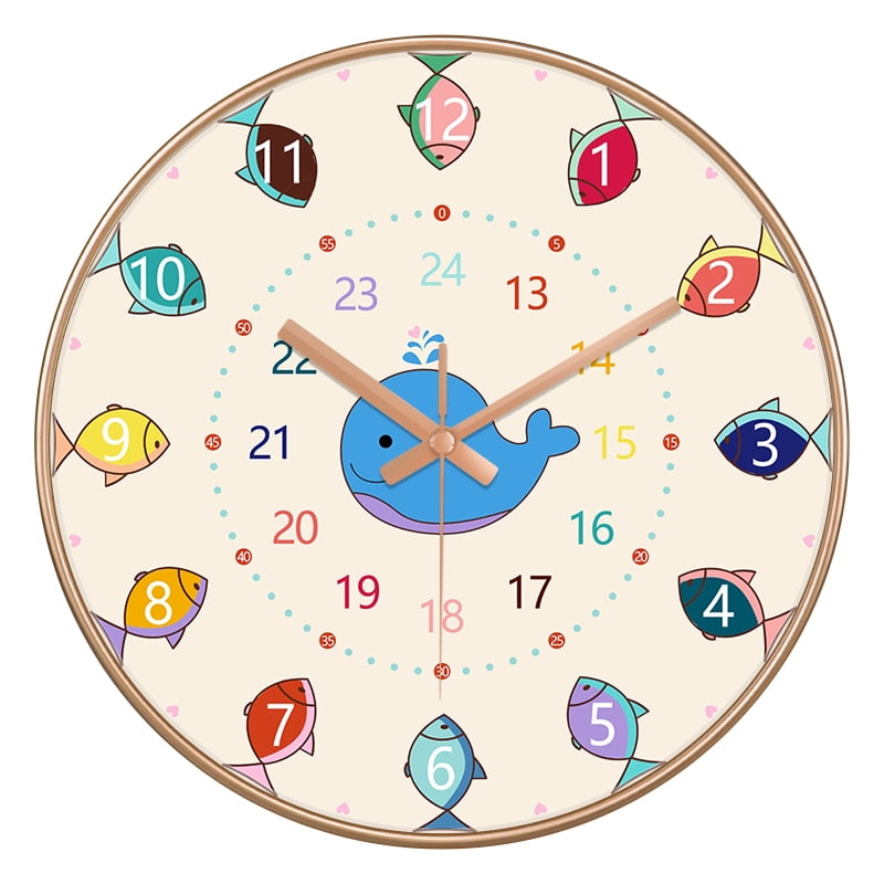 Early Education Learning Noiseless Hanging Clock Living Room Home Bedroom Clock Children's Room ...