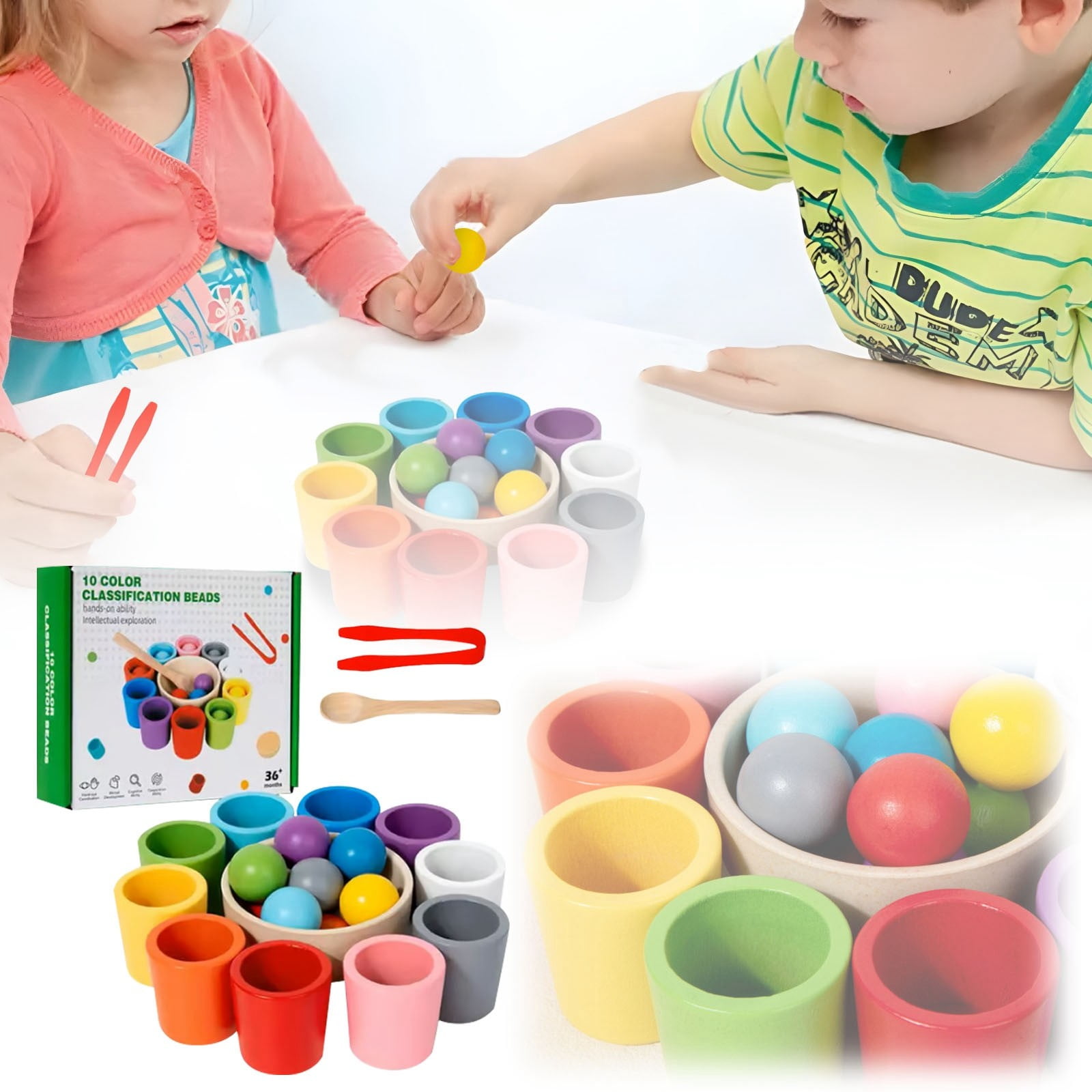 Early Education Toys Children's Wooden Montessori Color Classification ...