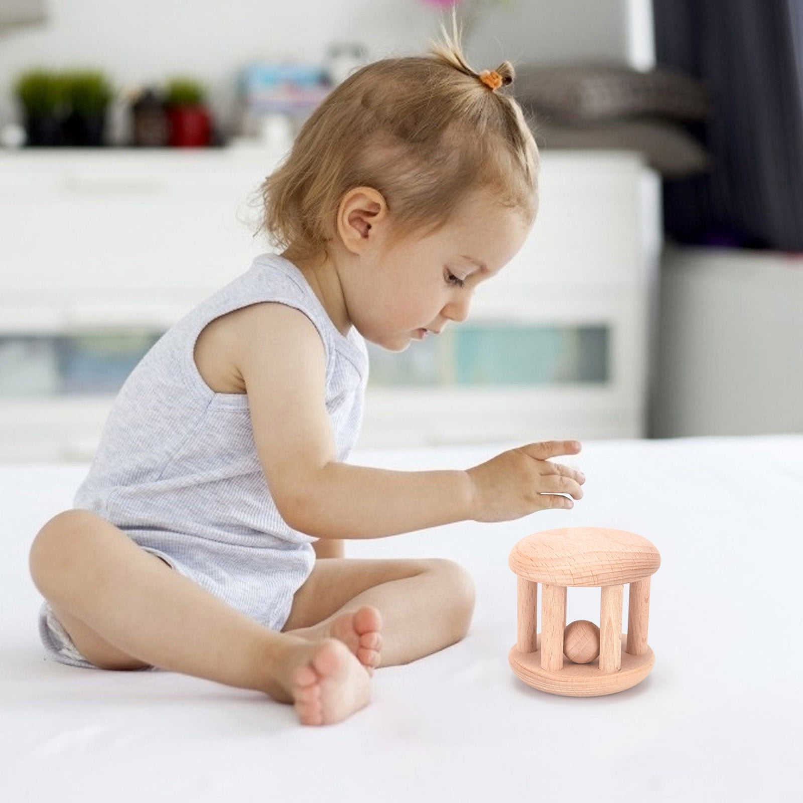 Early Education Toys Montessori Wooden Rattle for 3-6 Years ...