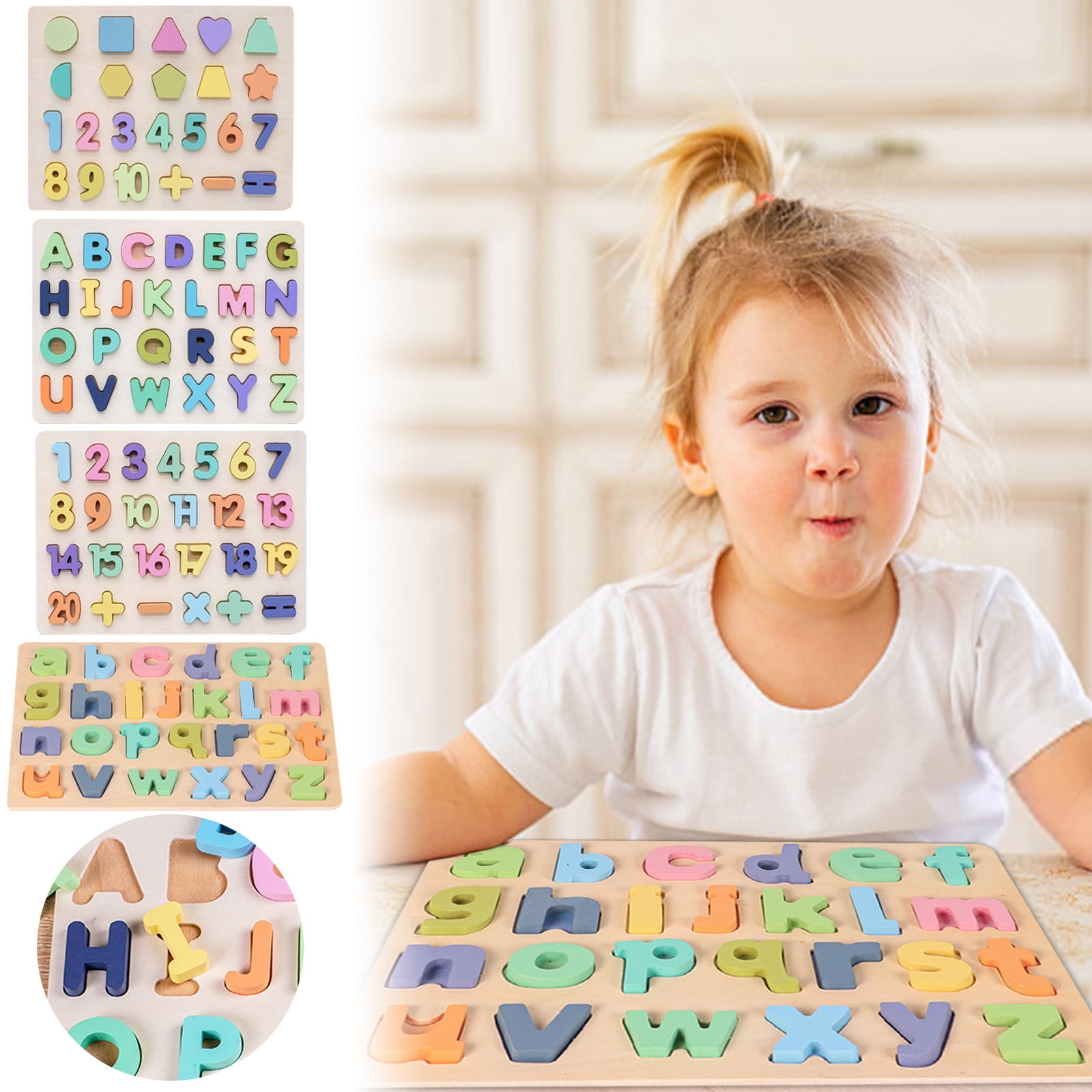 Early Education Wooden Puzzle, Kids Learning Toy, 50-Piece Chunky ...