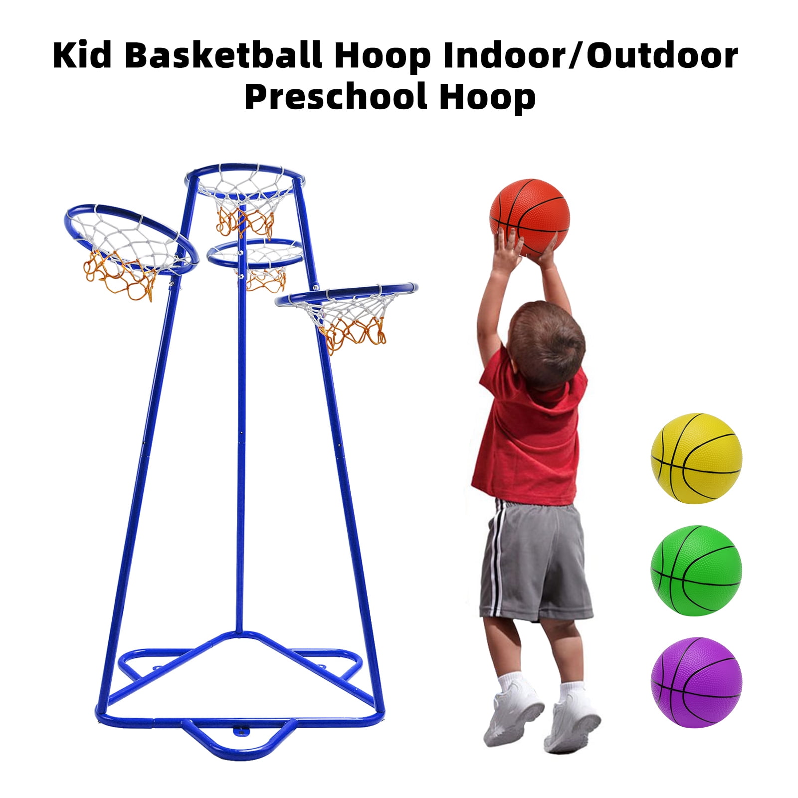 Early Learning 4 Hoop Kid Basketball Hoop Indoor/Outdoor Preschool Hoop ...