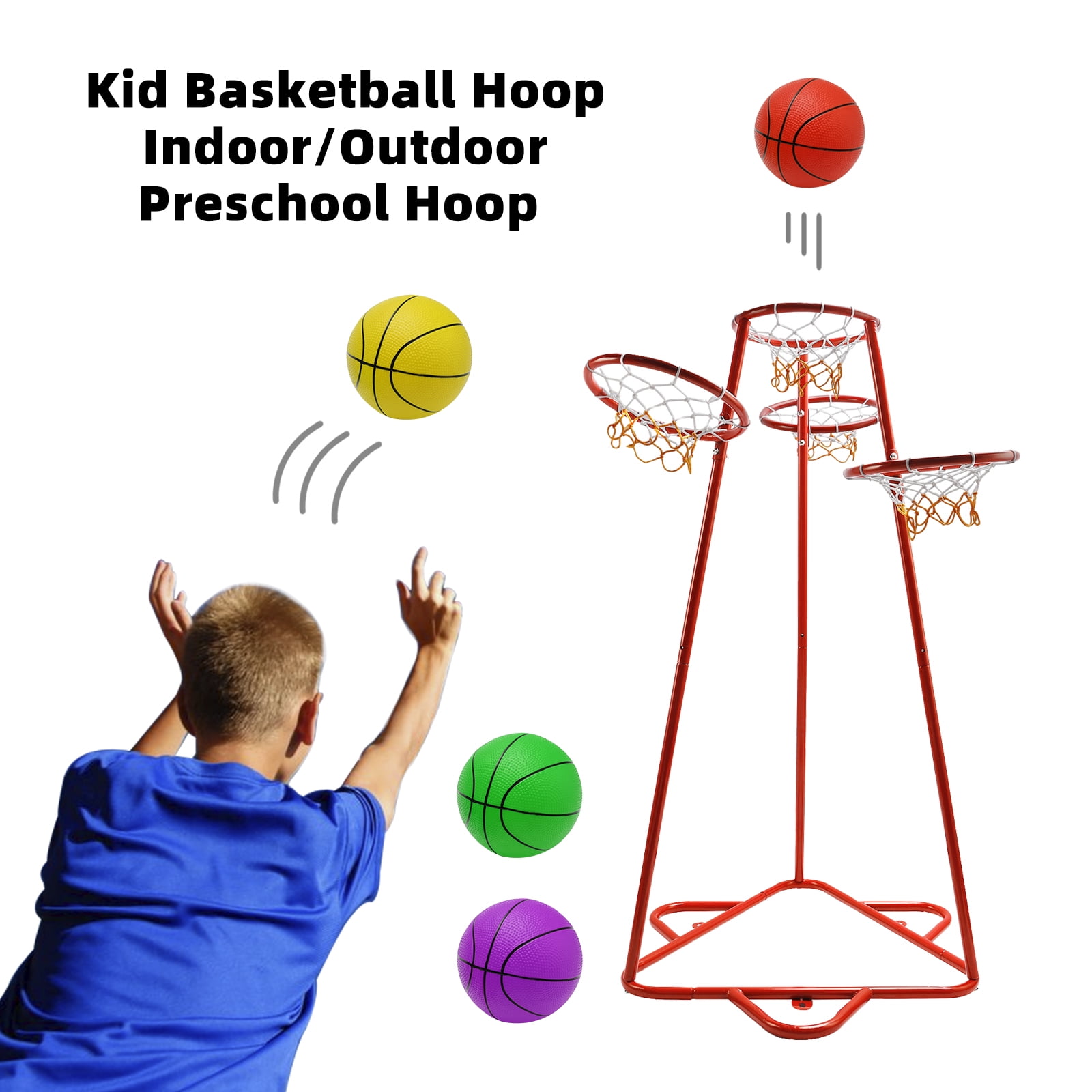 Early Learning 4 Hoop Kid Basketball Hoop Indoor/Outdoor Preschool Hoop ...