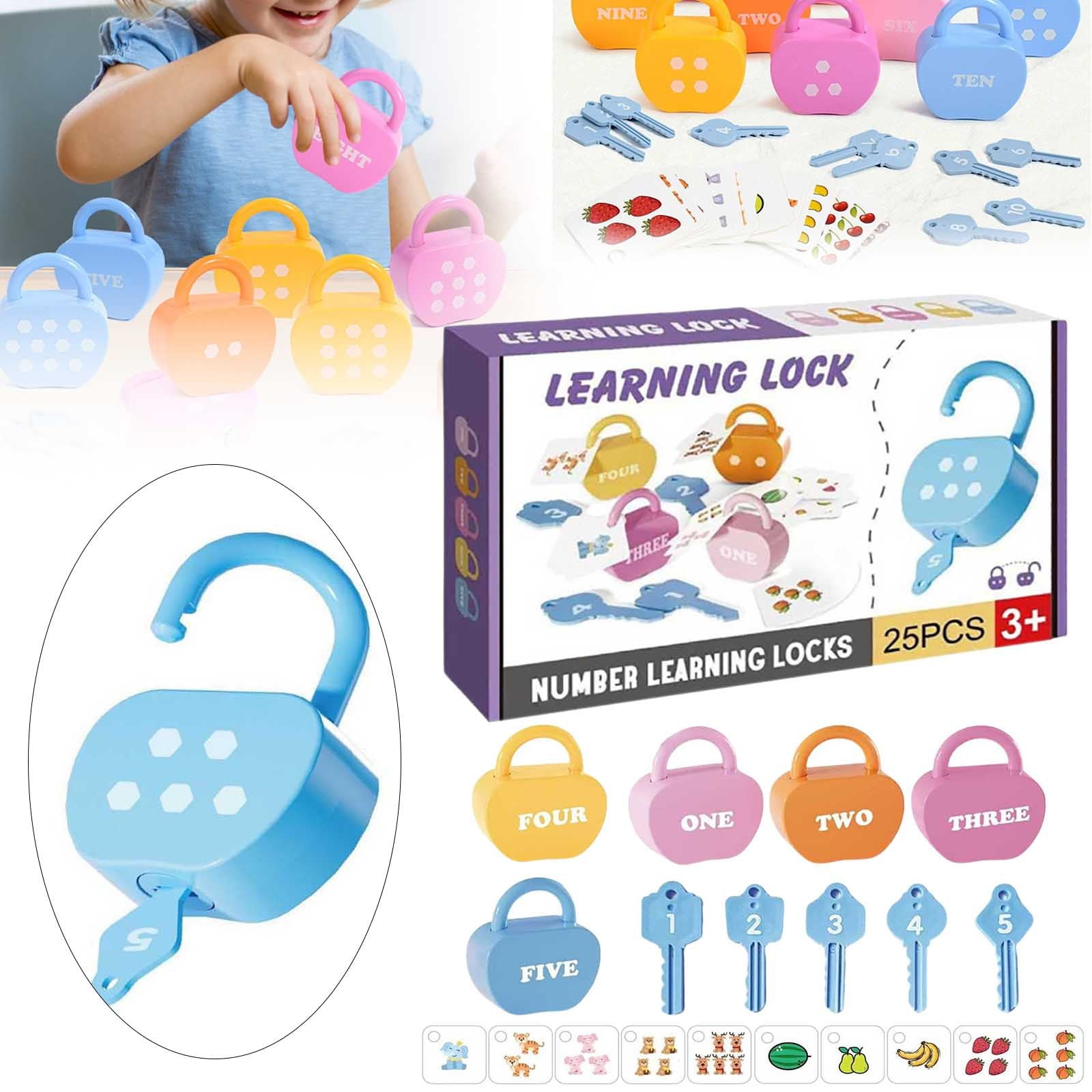 Early Learning Educational Toy Alphabet Number Matching Lock Puzzle Key ...