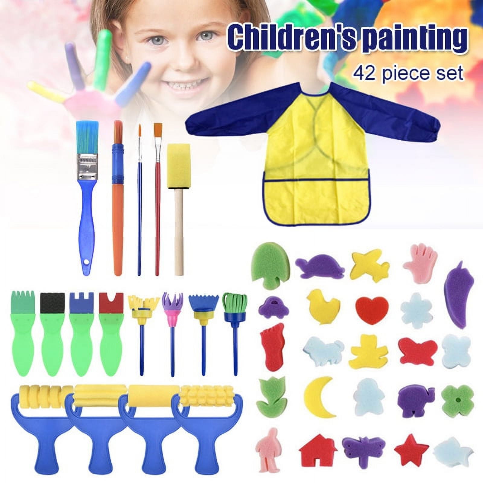 Early Learning Kids Paint Set 42Pcs Painting Kits Fun Painting Foam ...