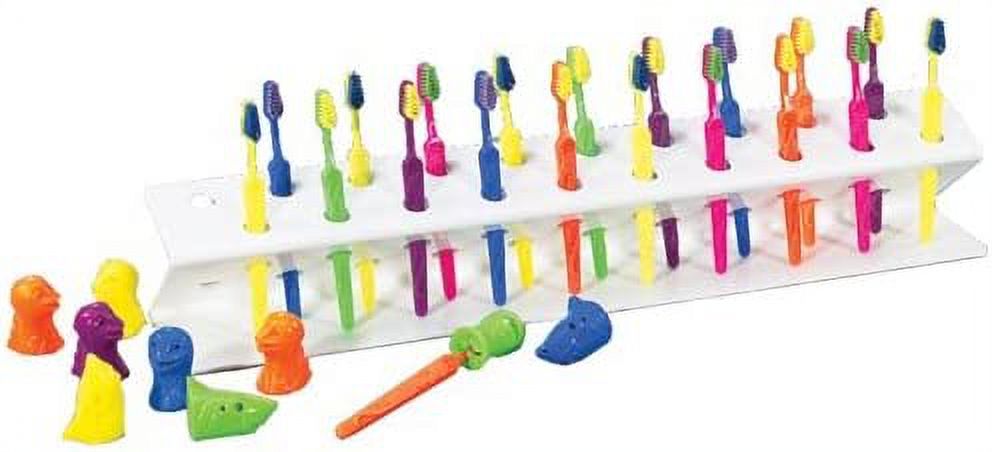 Early Learning Toothbrush Rack with 20 Colorful Toothbrushes & 20 Fun ...