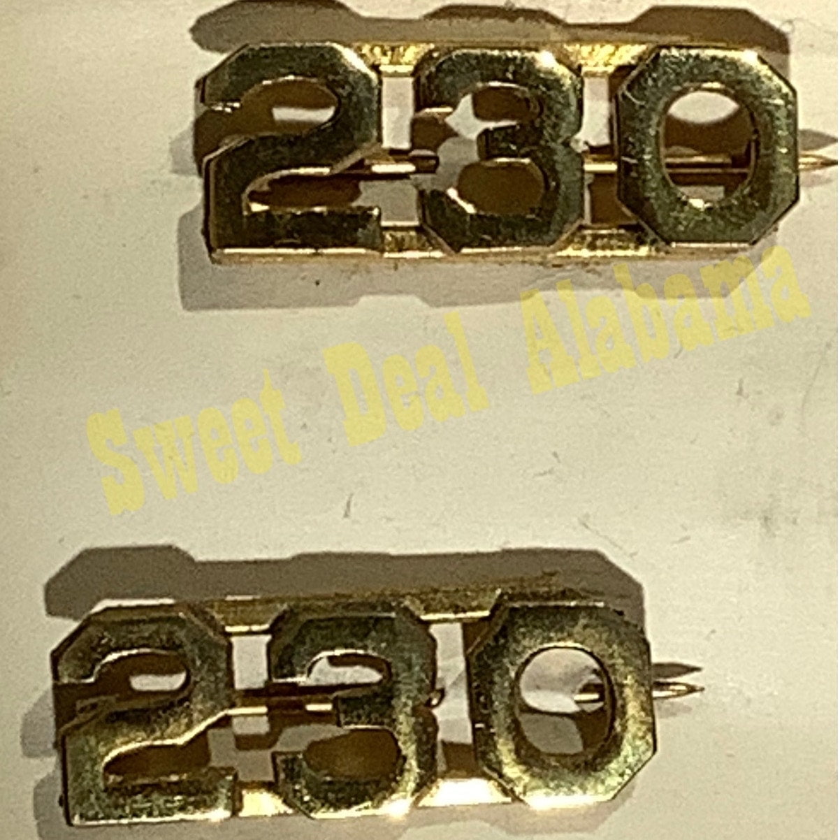 Early/Mid 1900s Brass C-Clasp "230" Collar Devices 3/8"H Hat / Lapel ...