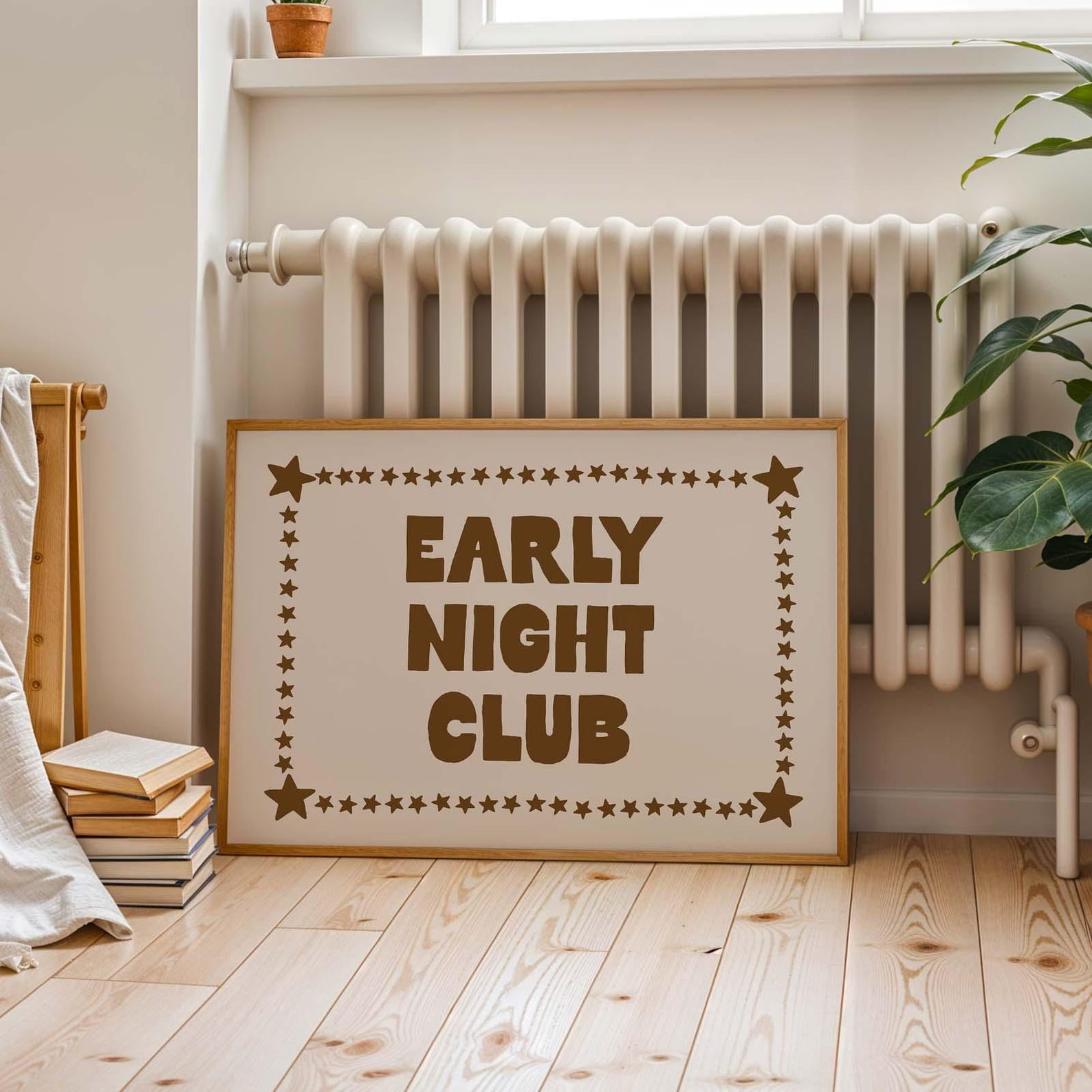 Early Night Club Print: Brown Retro Bedroom Wall Art, 12x18 UNFRAMED ...