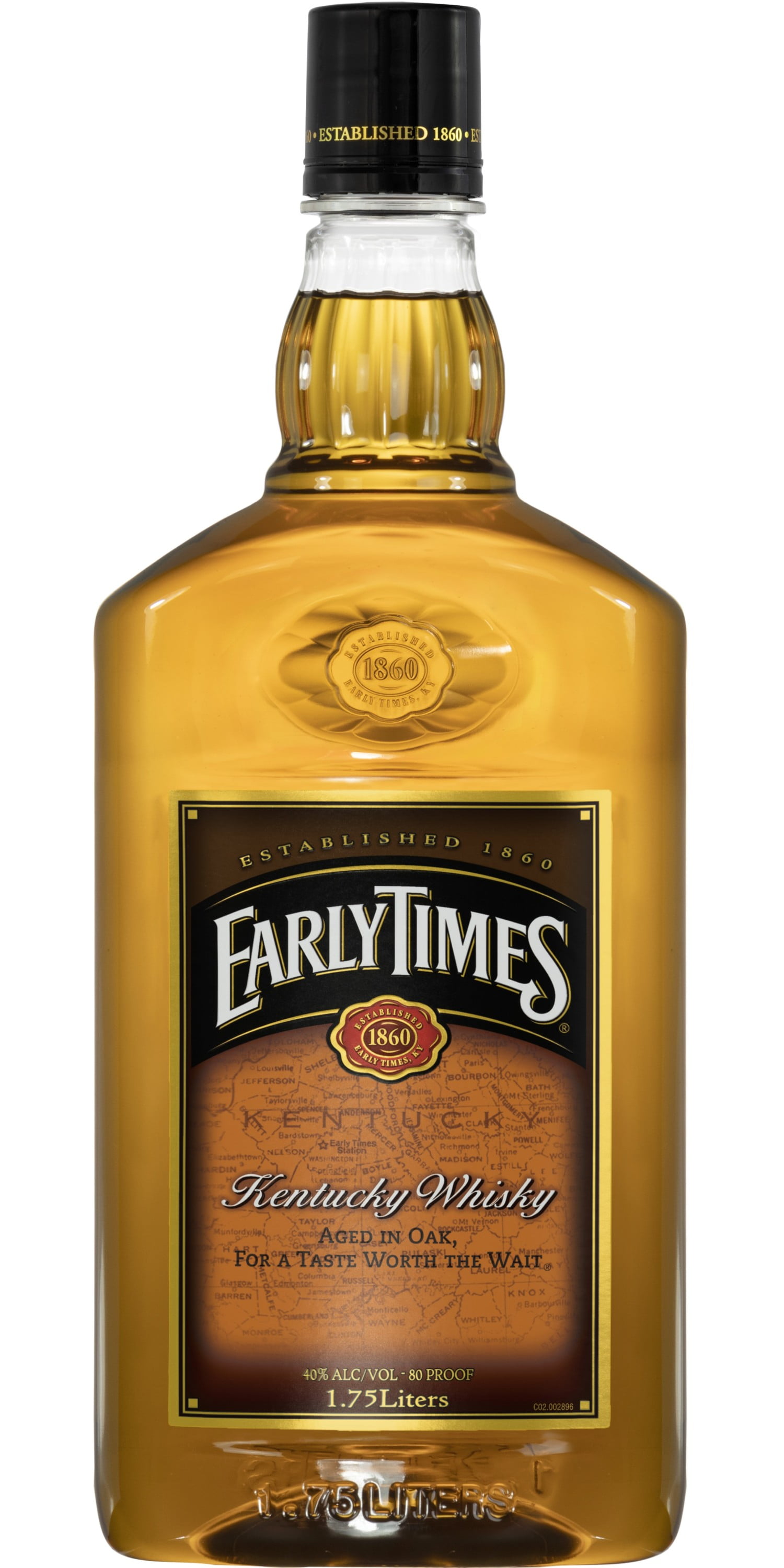 Early Times Kentucky Whiskey, 1.75 L Liquor, Plastic, 40% Alcohol ...
