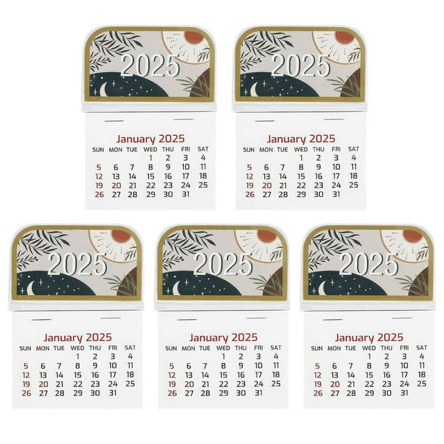 Earmouse 5 Pcs 2025 Mini Stick On Calendar Adhesive Peel and Stick Car ...