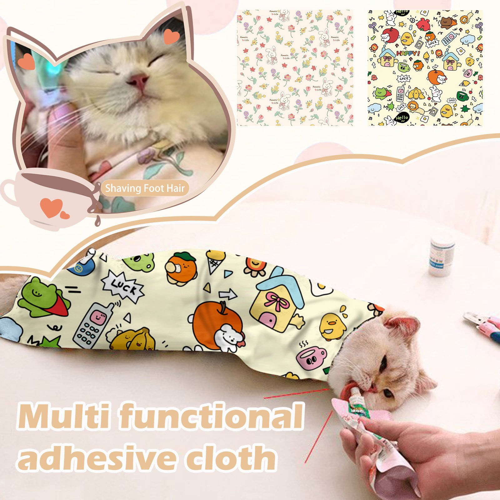 Earmouse Cat Grooming Supplies - 21.6" Cat Restraint for Nail Clipping ...