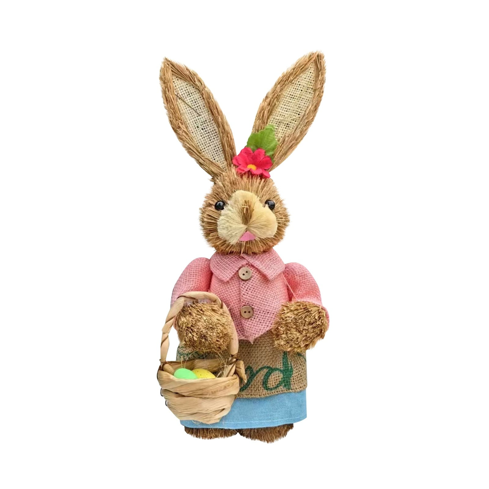Earmouse Easter Decorations Bunny Figurines,Spring Rustic Sisal Bunny ...