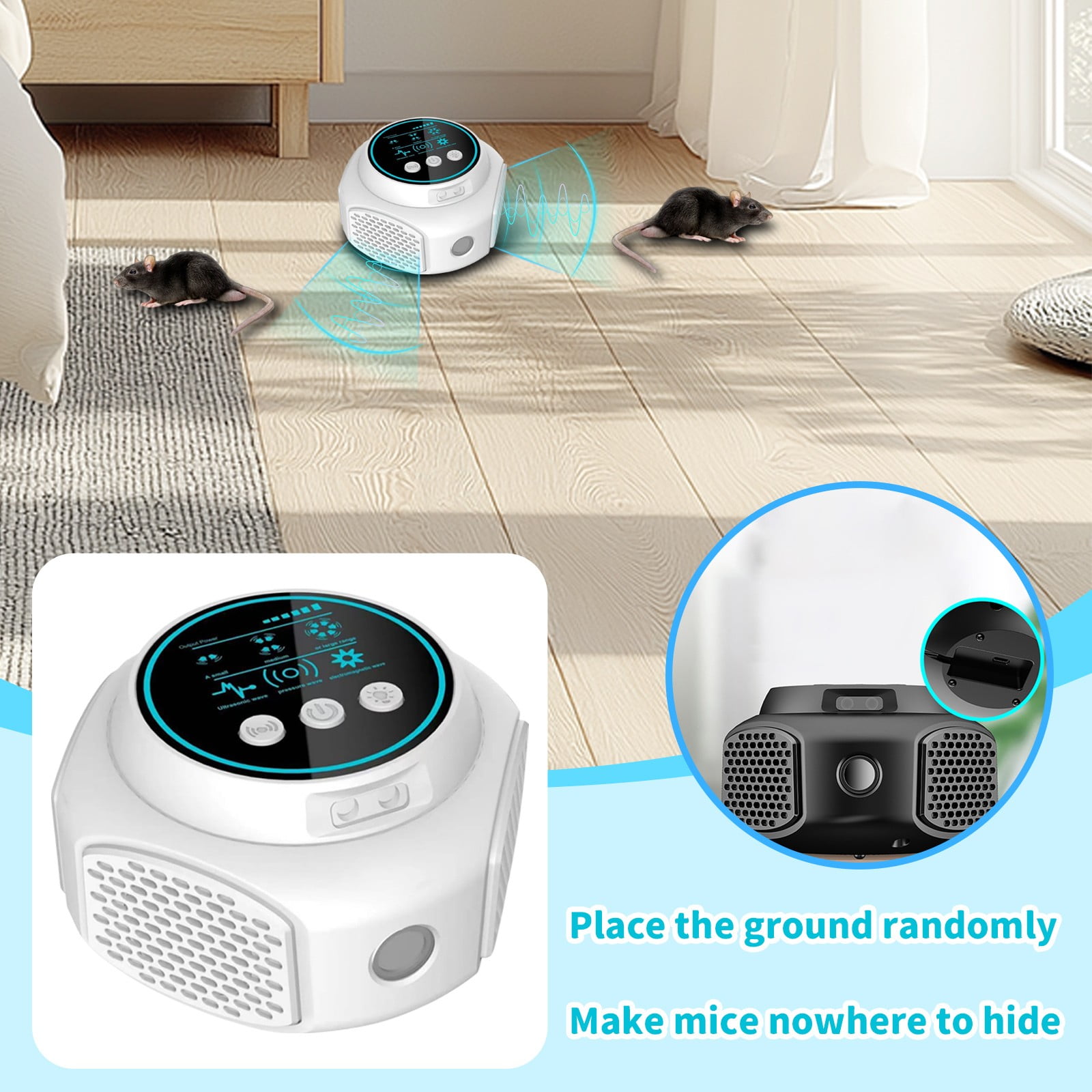 Earmouse Indoor 2025 Upgraded Rodent Repellent,360° Ultrasonic with Pir ...
