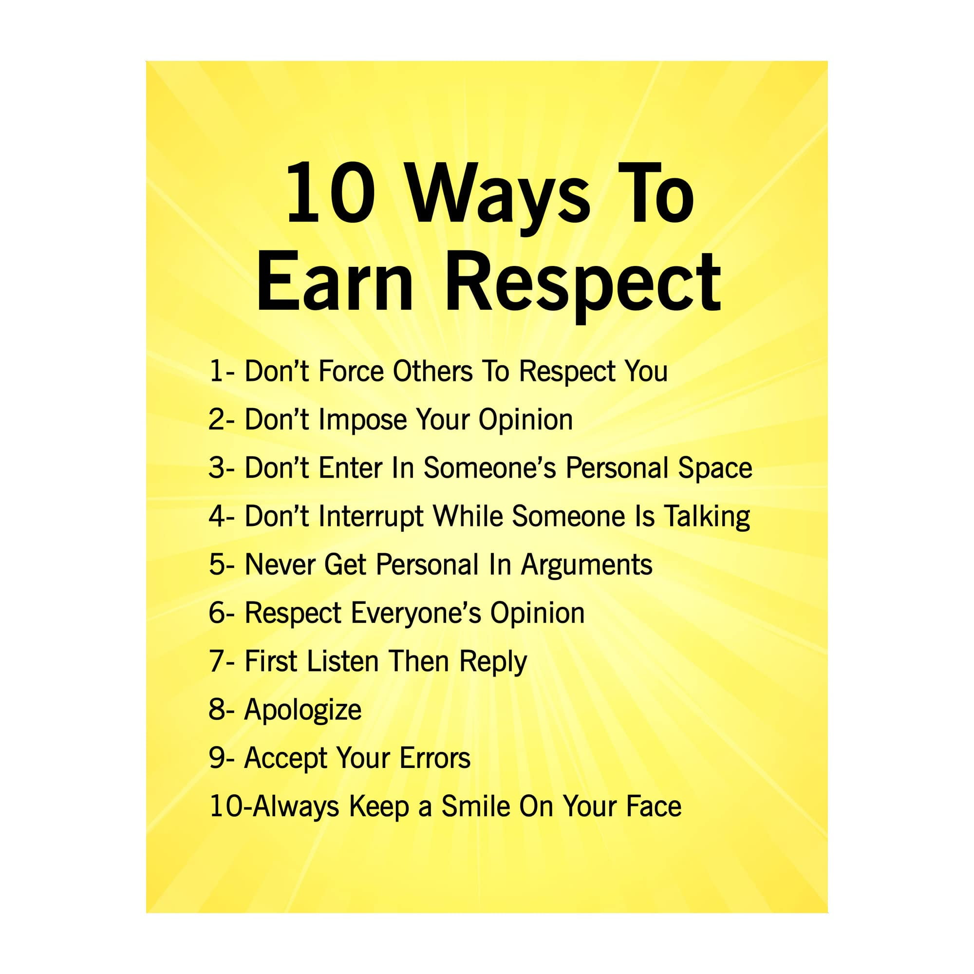 Earn Respect- Inspirational Affirmations EC36 Wall Art, This Positive ...