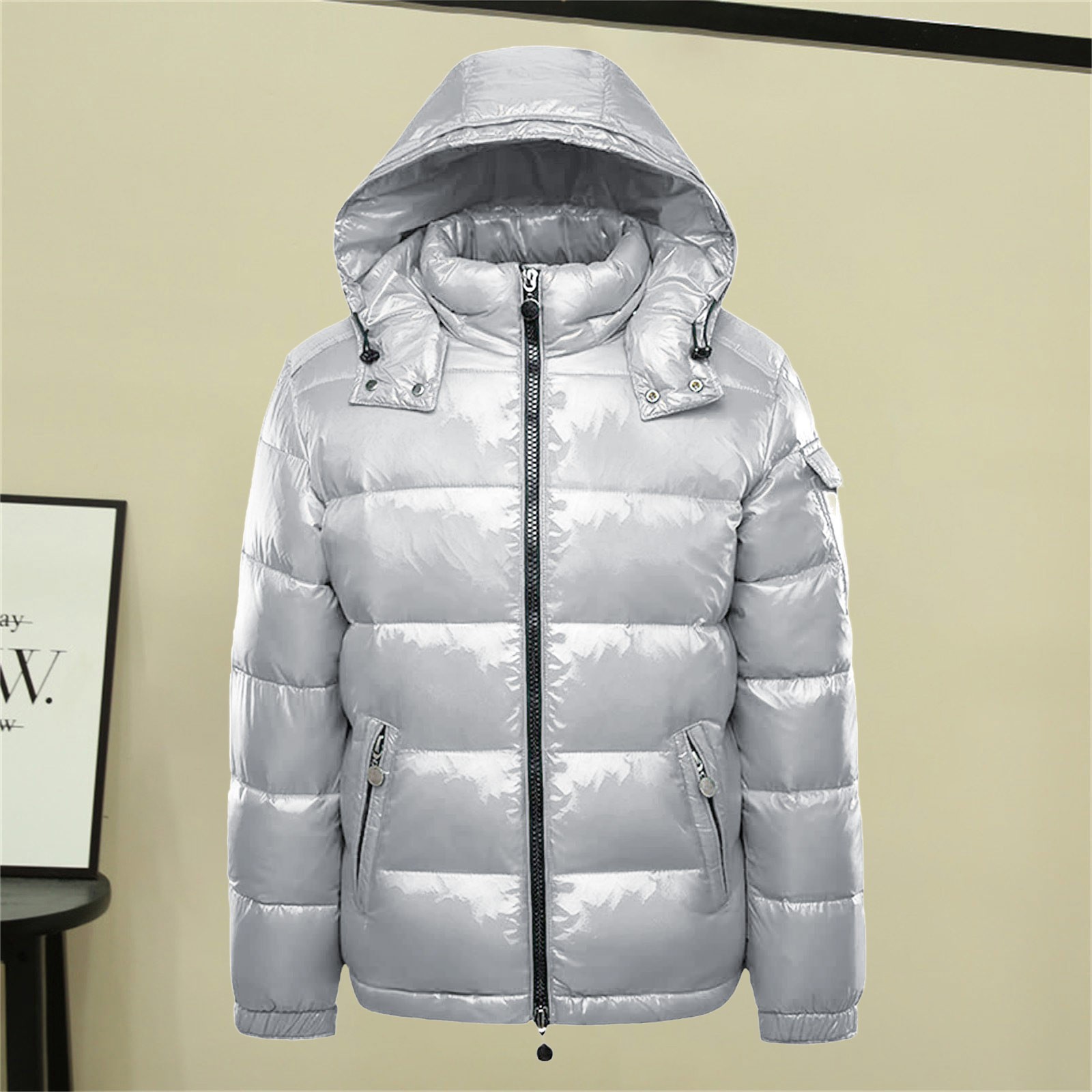 Earnmore Men's Warm Down Jackets Plain Winter Snow Down Jackets with ...